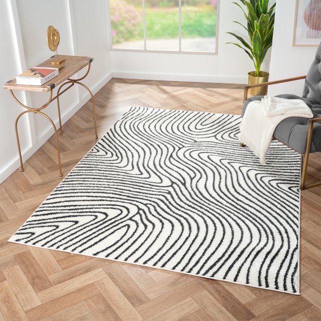 Luxe Weavers Modern Swirl Area Rug Geometric Carpet, Anthracite 5x7 ...