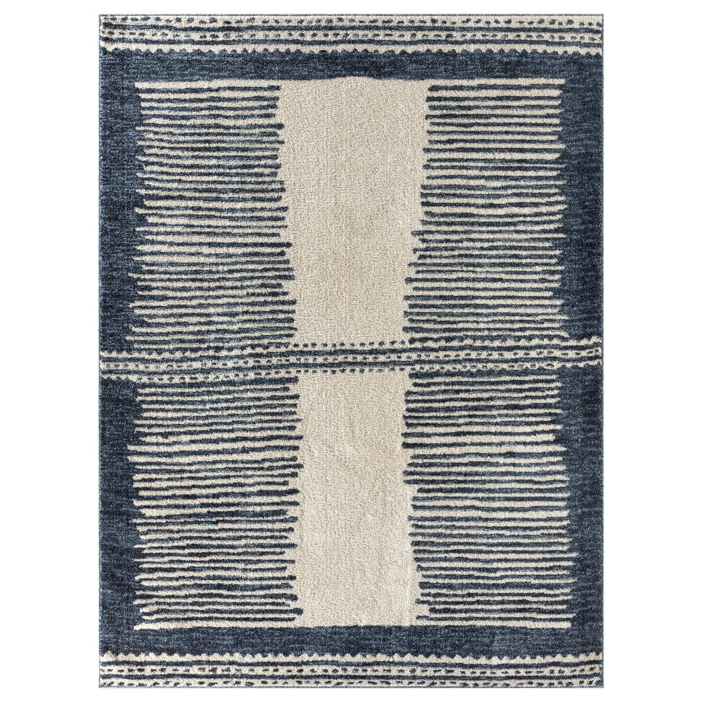 Luxe Weavers Moroccan Geometric Navy 6x9 Area Rug, Abstract Stripe ...