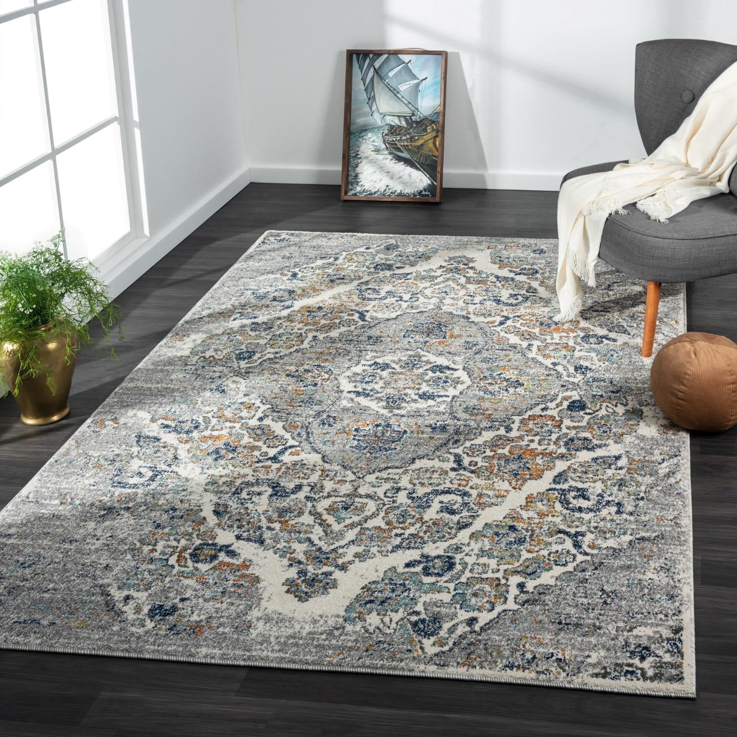 Luxe Weavers Victoria Distressed Oriental Floral 8x10 Area Rug, Indoor ...