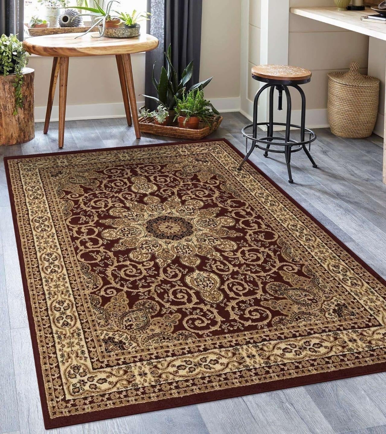Free Shipping! Luxe Weavers Oriental Floral Medallion Burgundy 4x5 Area ...