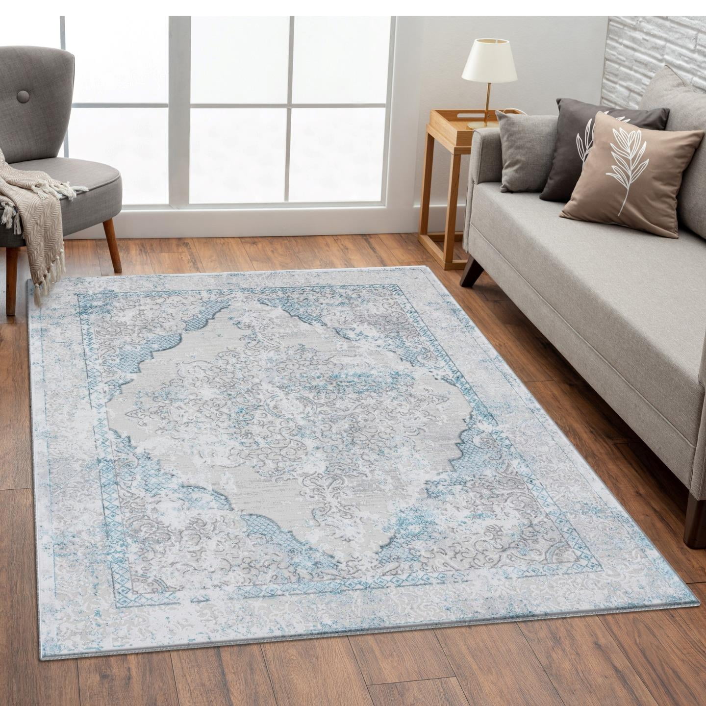 Luxe Weavers Oriental Medallion Turquoise 8x10 Area Rug Floral Vintage ...