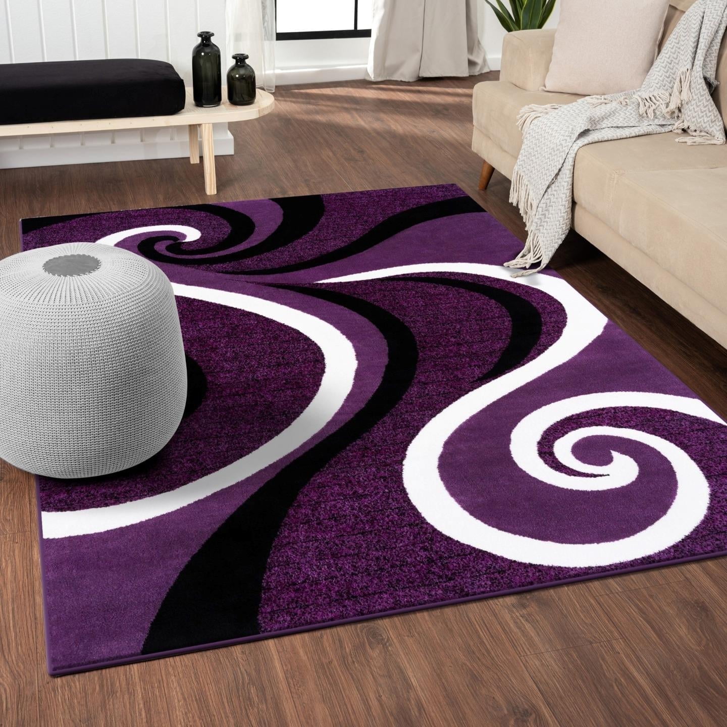 Luxe Weavers Persian Rugs 0327 Purple Swirls Abstract Area Rug 5x7 ...