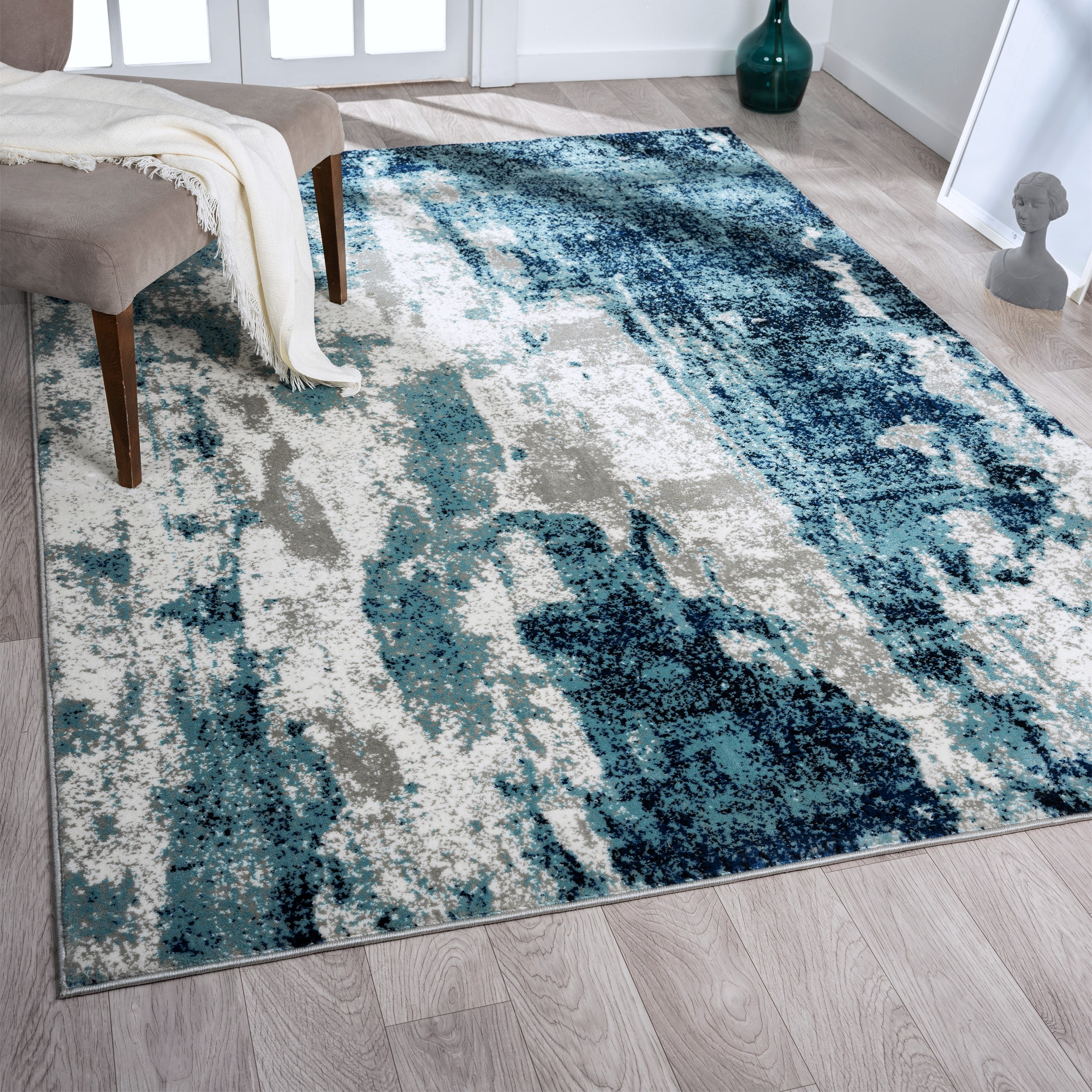 Luxe Weavers Victoria Collection 9084 Light Blue 5x7 Abstract Area Rug ...
