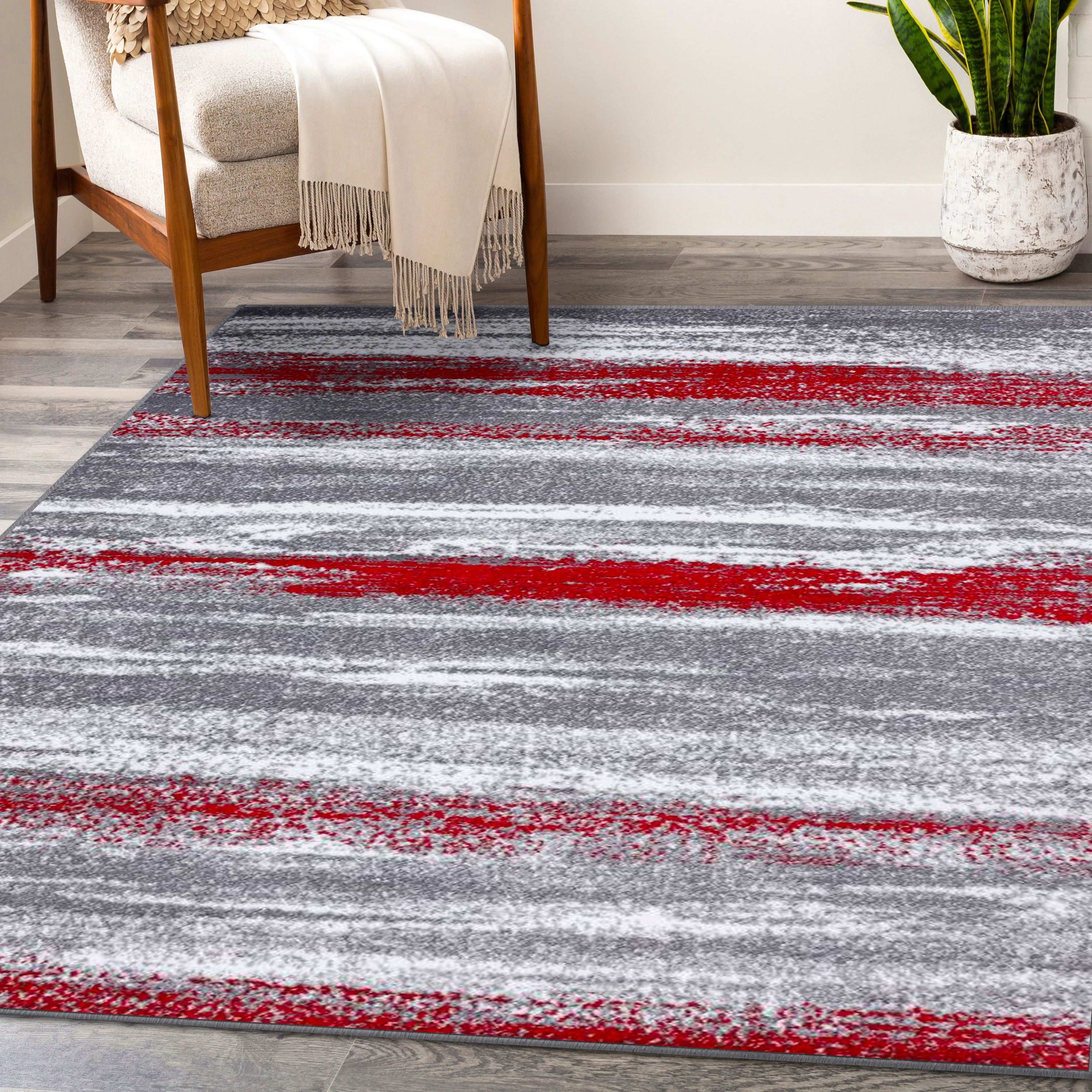 Summit Collection - Geometric Honeycomb Red Grey Red Area Rug - Walmart.com