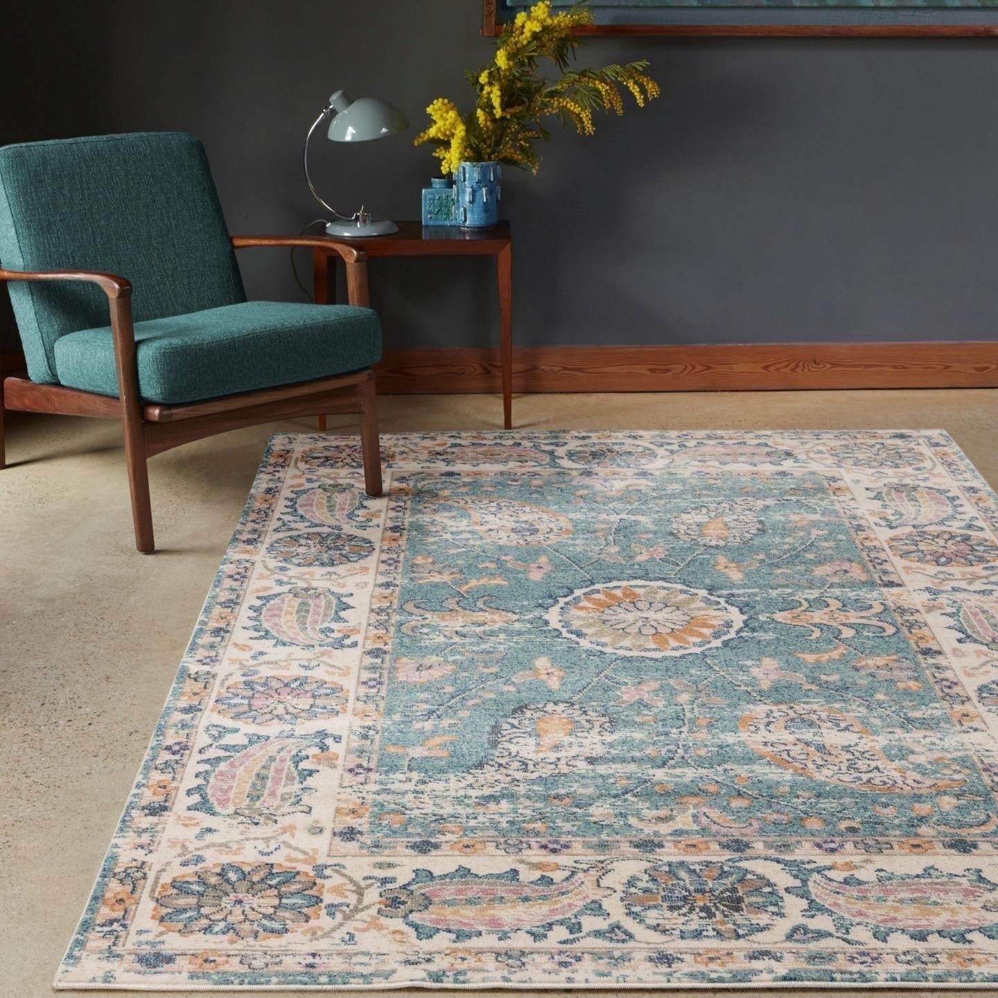 Luxe Weavers Vintage Medallion Turquoise 8x10 Indoor Area Rug for ...