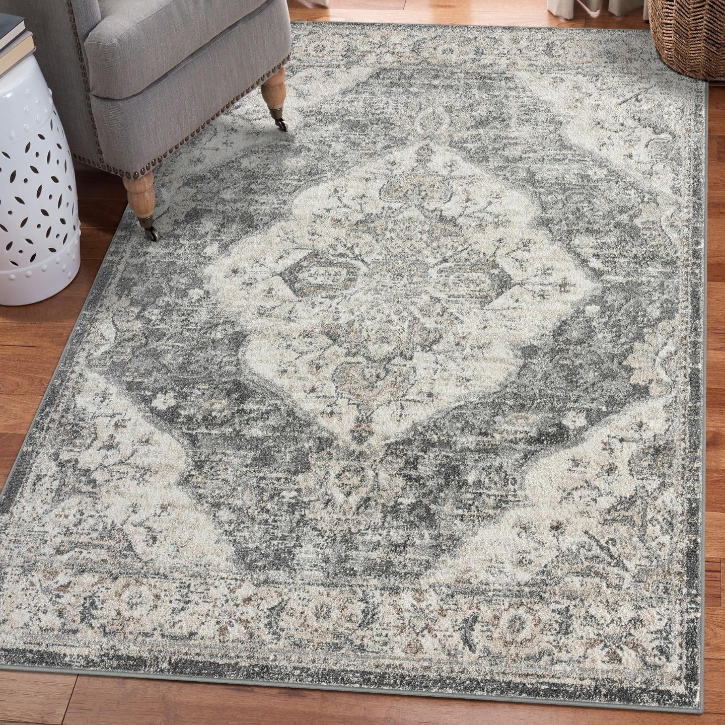 Luxe Weavers Vintage Oriental Gray 8x10 Area Rug for Living Room ...