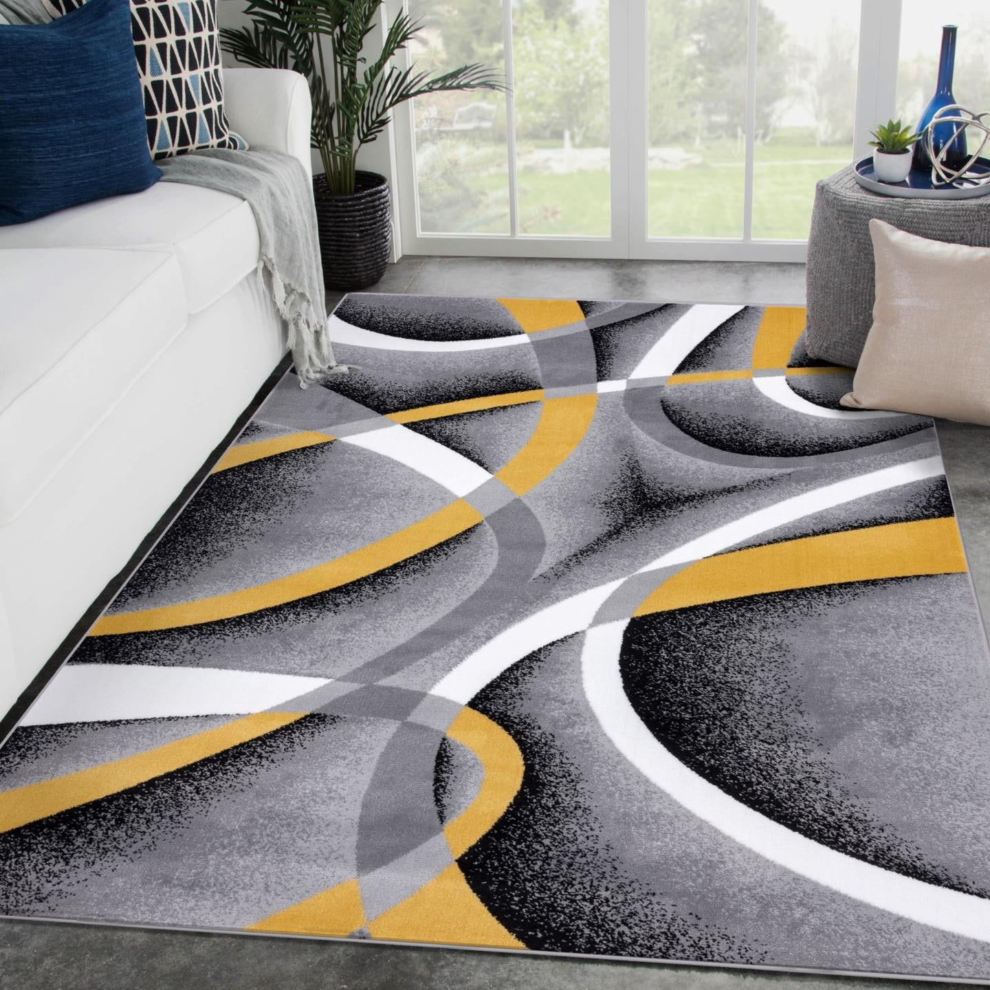 Luxe Weavers Abstract Geometric Circle Area Rug, 5x7 Yellow ...