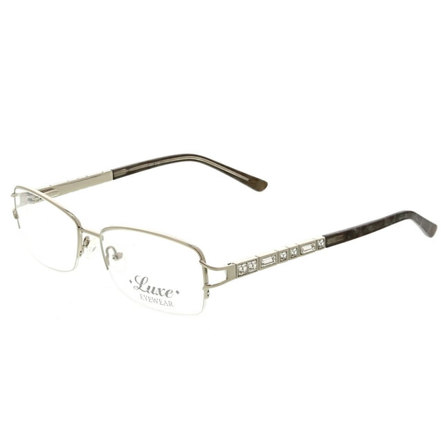 Luxe Women's Rectangular Eyeglasses, WLO453, Shiny Silver, 53-16-135 ...