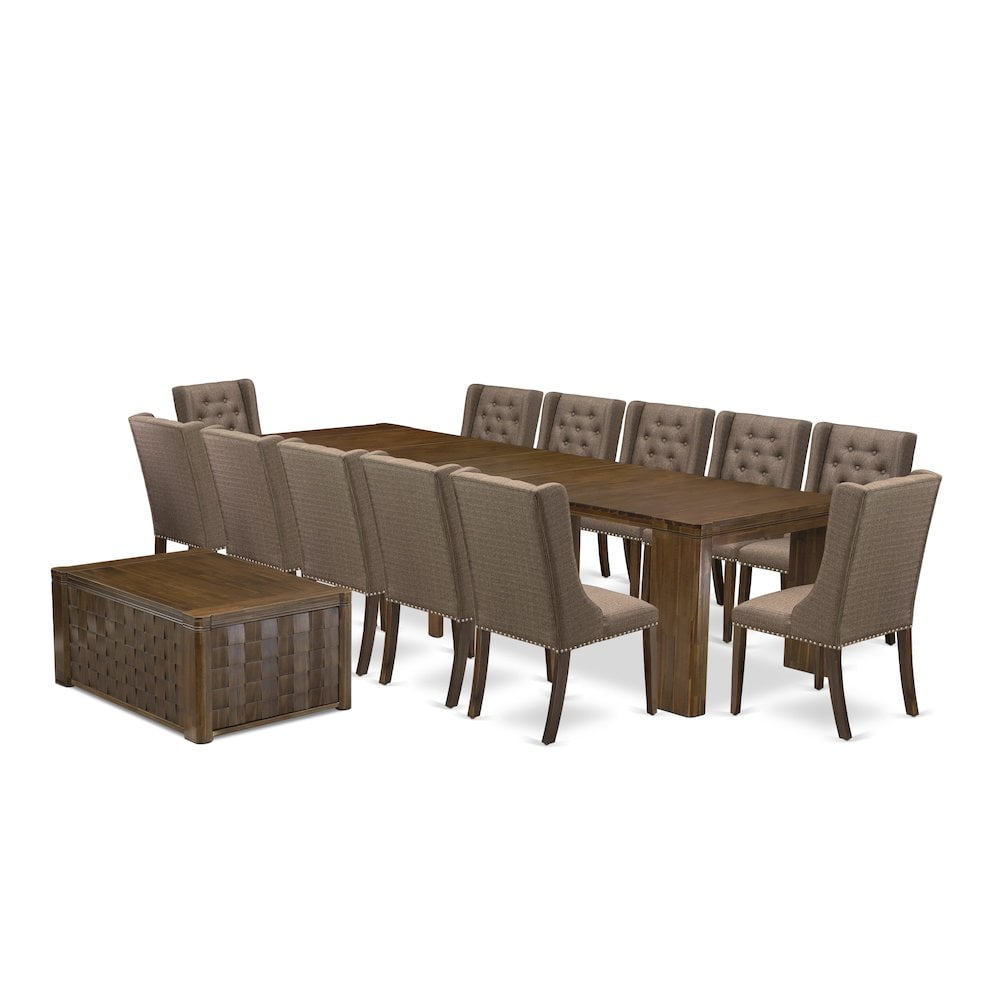 Luxe by East West Furniture 14 Pieces Extendable Dining Set Includes a ...