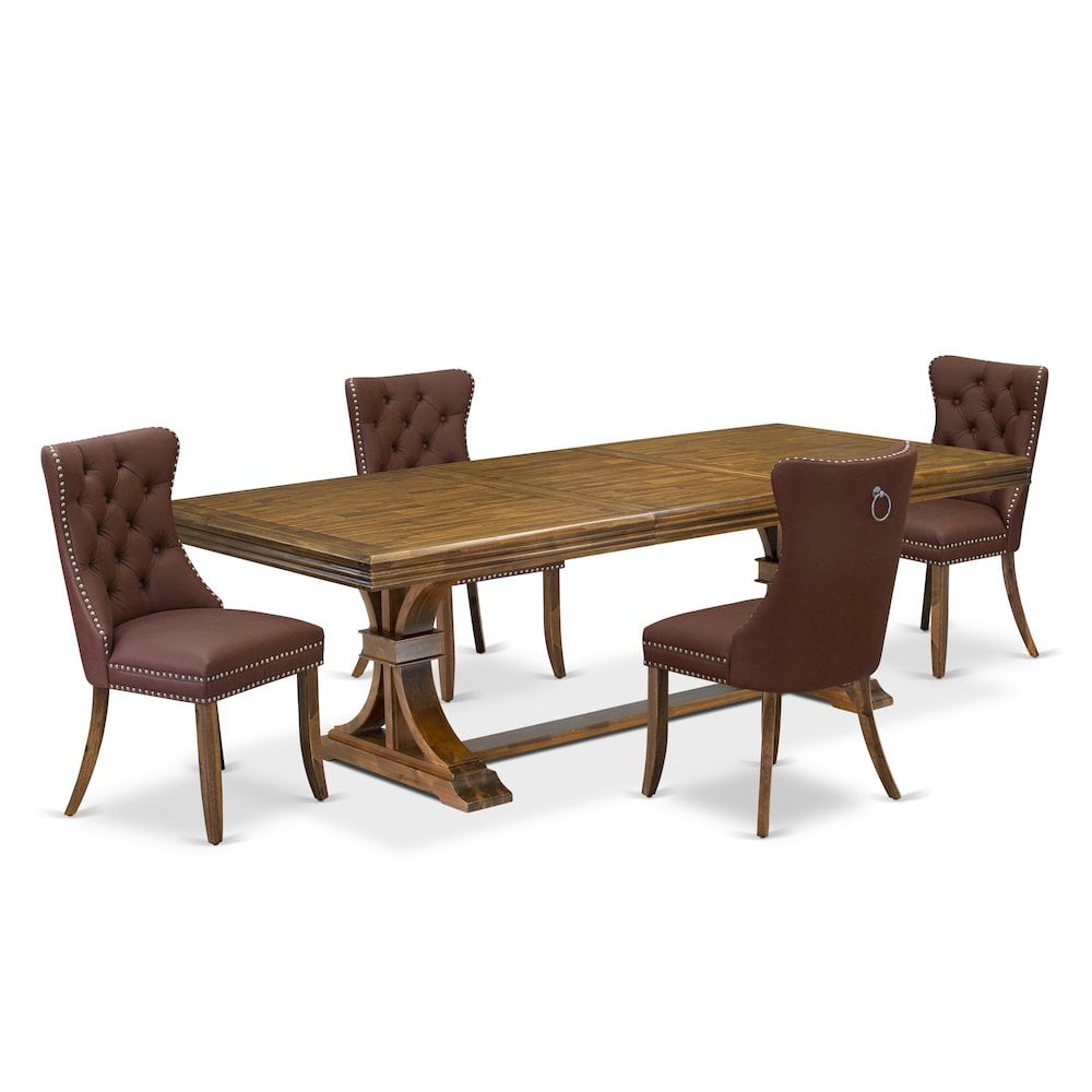 Luxe by East West Furniture 5 Pieces Dining Table Set Contains a Rectangle Table and 4 Chairs ...