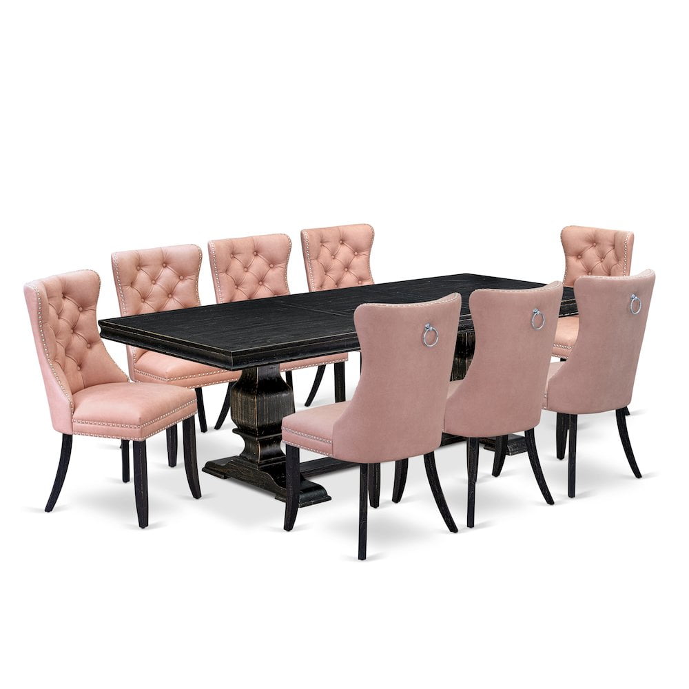 Luxe by East West Furniture 9 Pieces Dining Table Set a Rectangle Table and 8 Dining Chairs ...