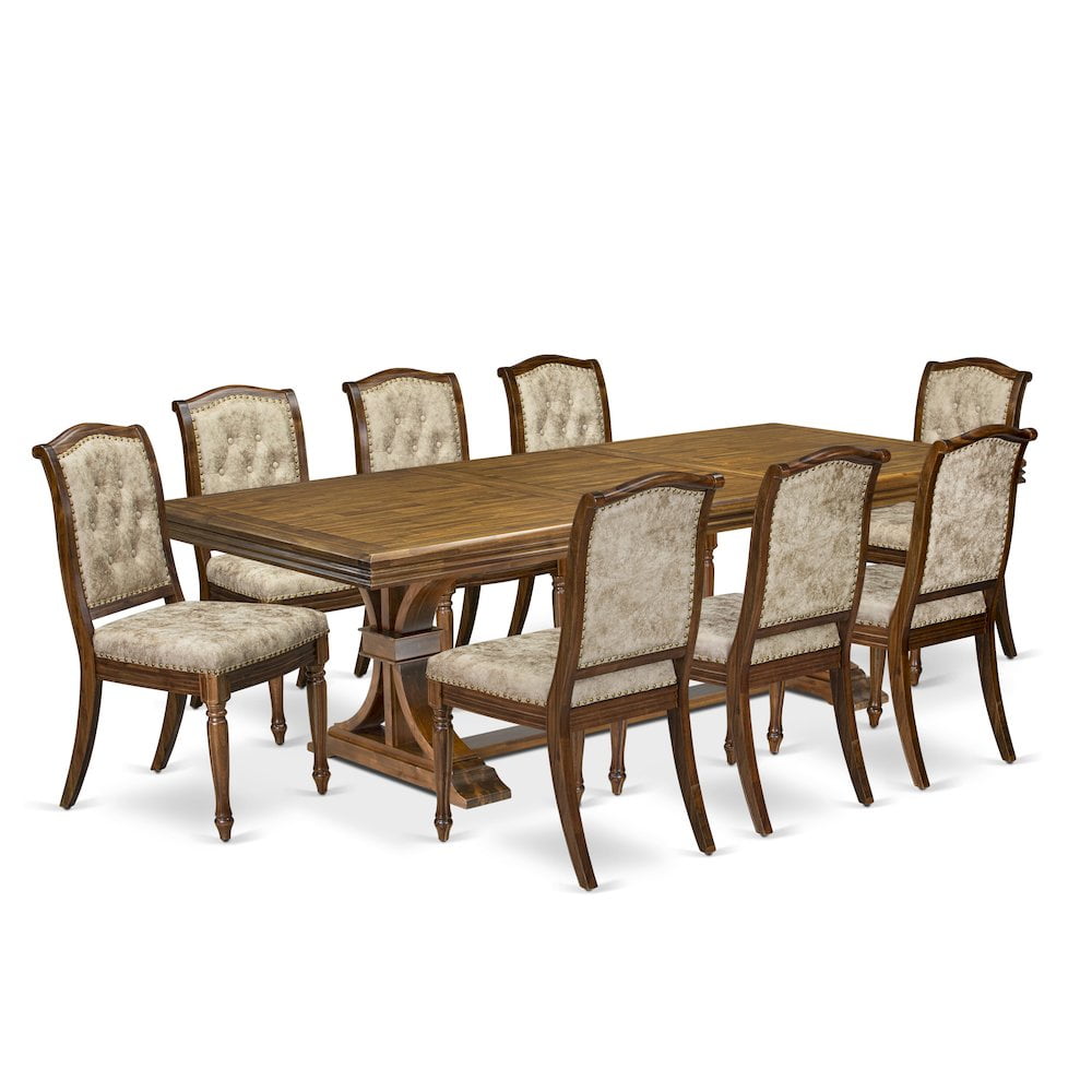 Luxe by East West Furniture 9 Pieces Dining set a Rectangular Dining ...