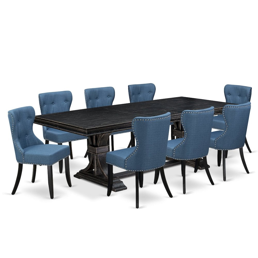 Luxe by East West Furniture 9 piece Dining Room Set of a Modern Table ...