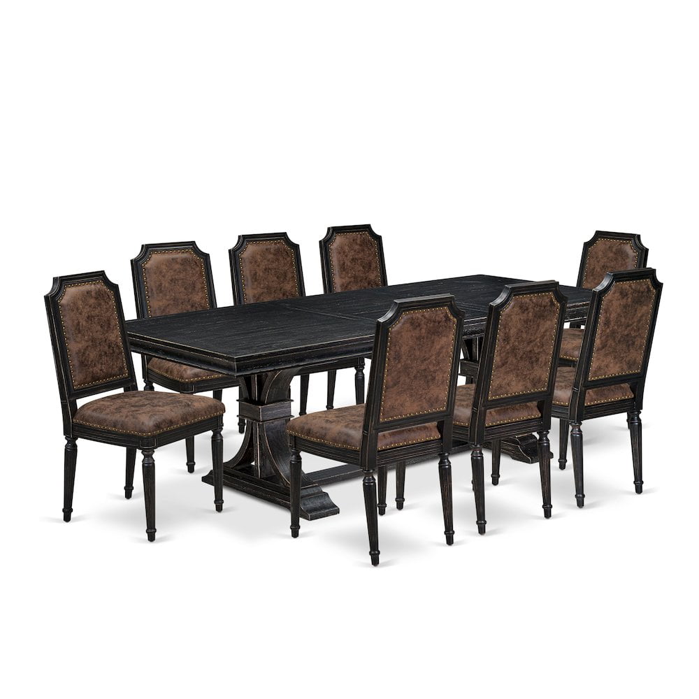Luxe by East West Furniture 9 piece Modern Dining Table Set includes a ...