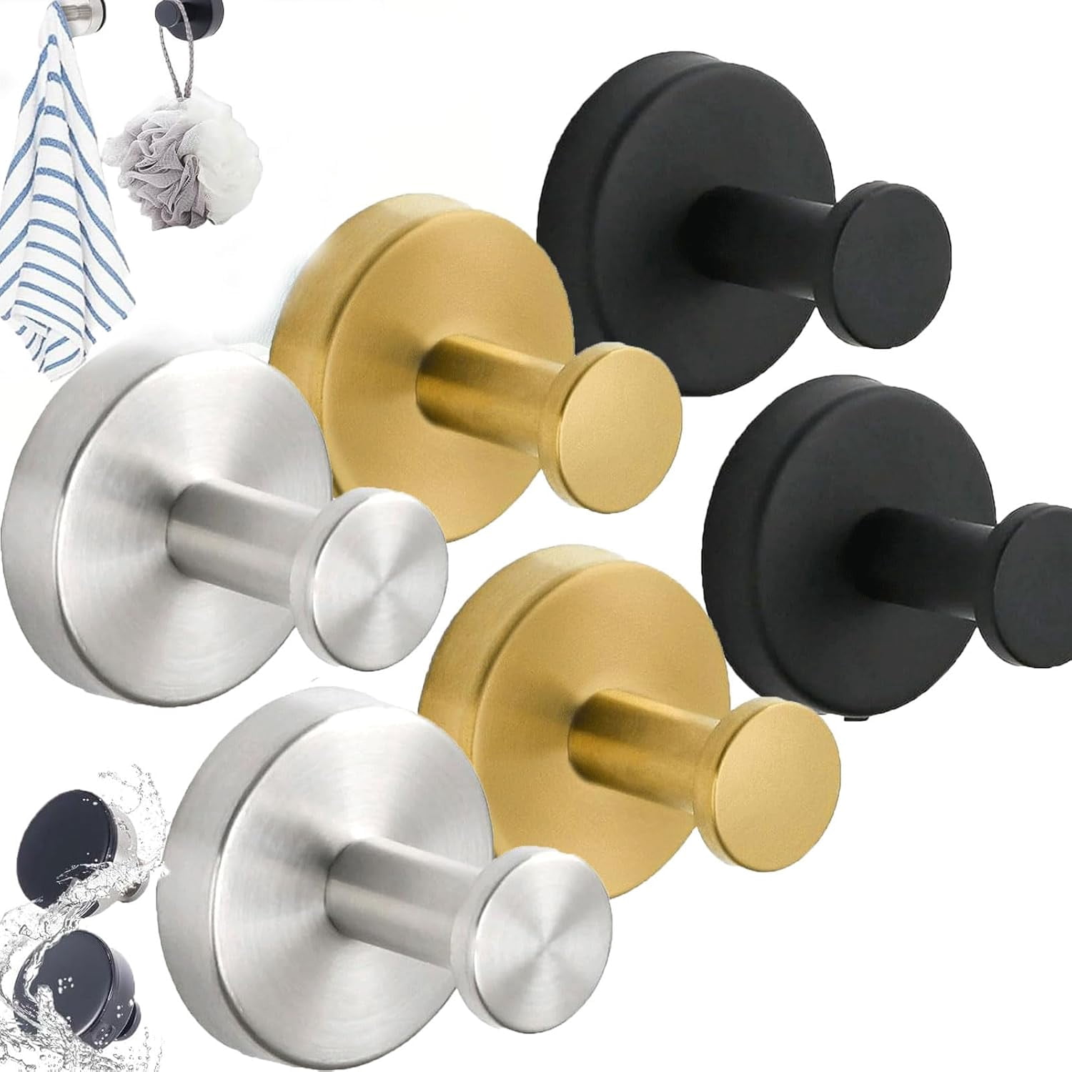 LuxeHold No-Drill Hooks, Superhold No-Drill Hooks, Gold Shower Hooks ...