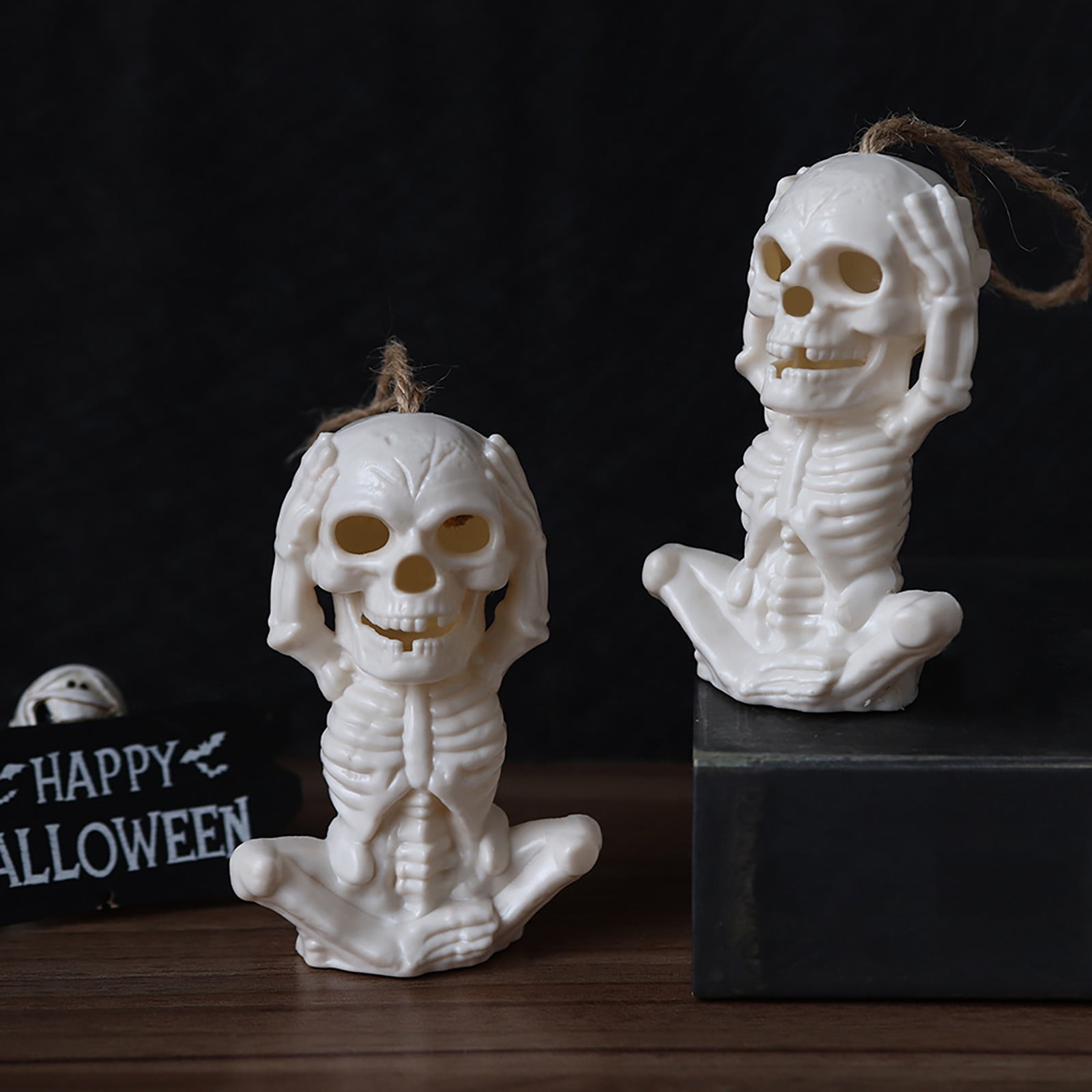 LuxeLiving 1 PC Halloween LED Skeleton Ghost Head Lantern, Flashing ...