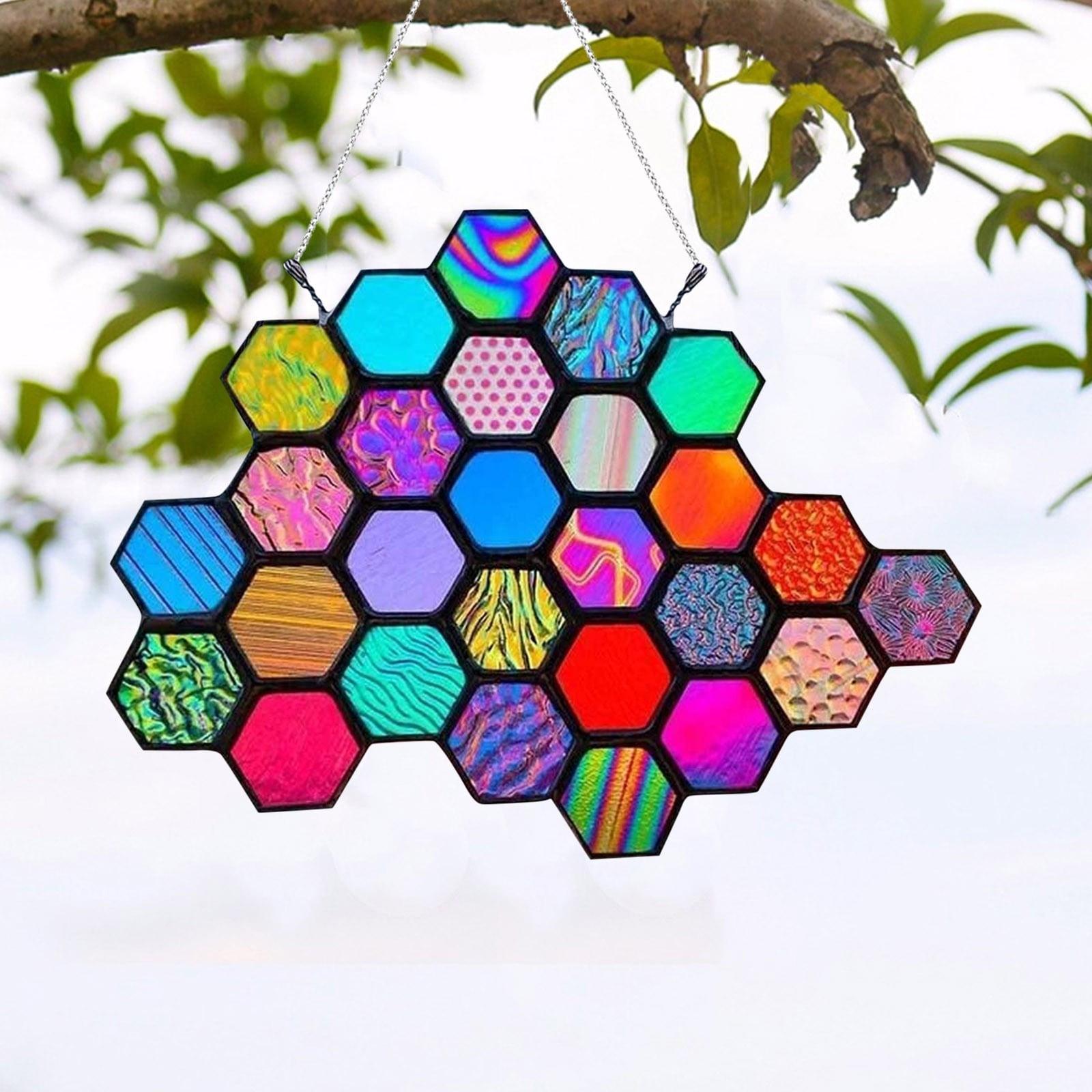 LuxeLiving Bee Blessed Wreath Sign, Large Stained Glass Acrylic ...