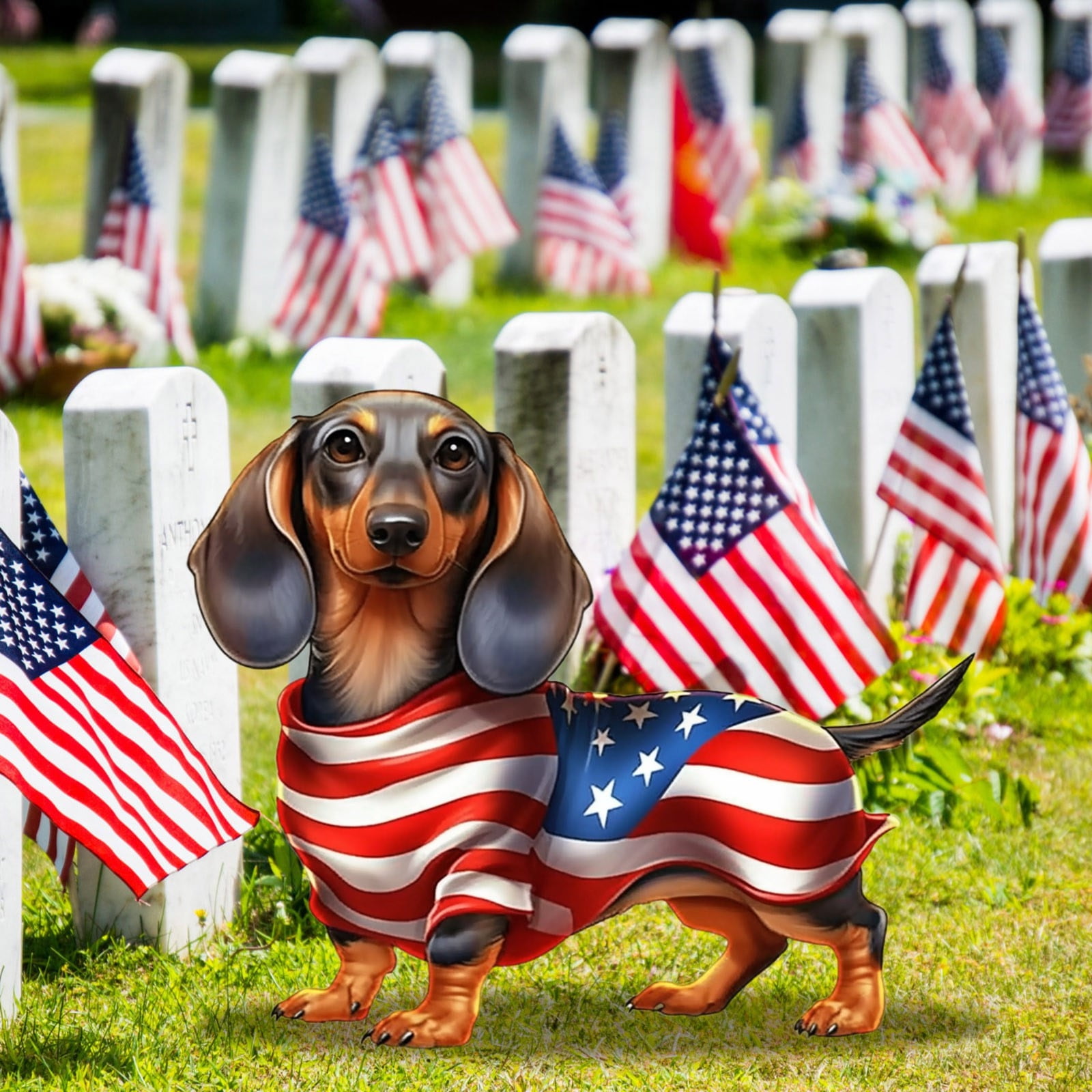 LuxeLiving Independence Day Dachshund Ground Stake, Patriotic Design ...