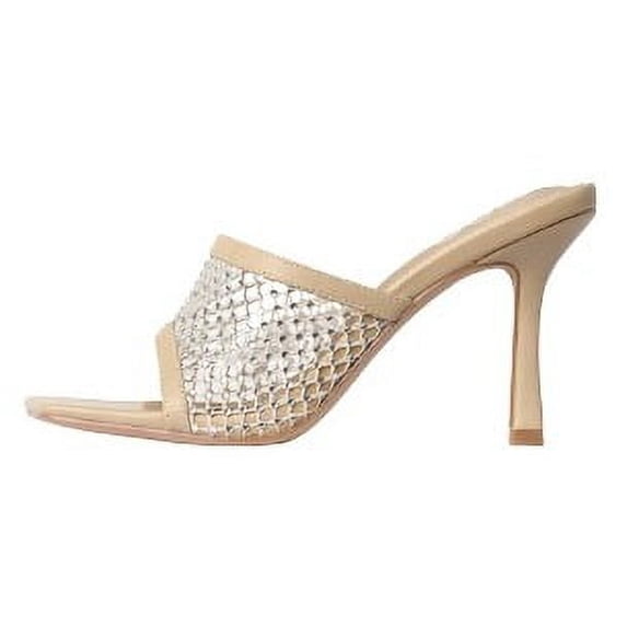 LuxeModa Koop Diamond Fishnet Square Peep Toe Stiletto Heel Slip On ...