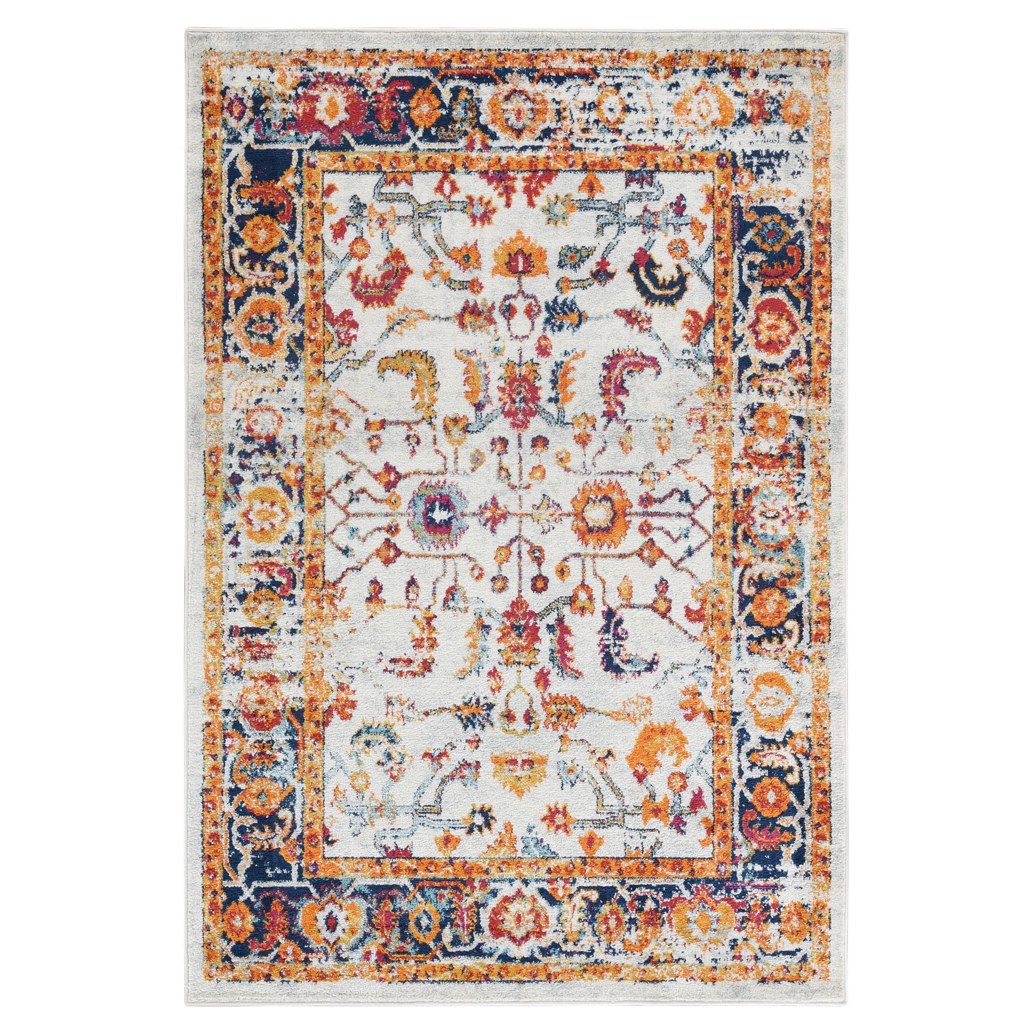 Luxee Designs Alexandria Bordered Pattern 8x10 Area Rug for Living Room Indoor Boho Rugs - Ivory ...