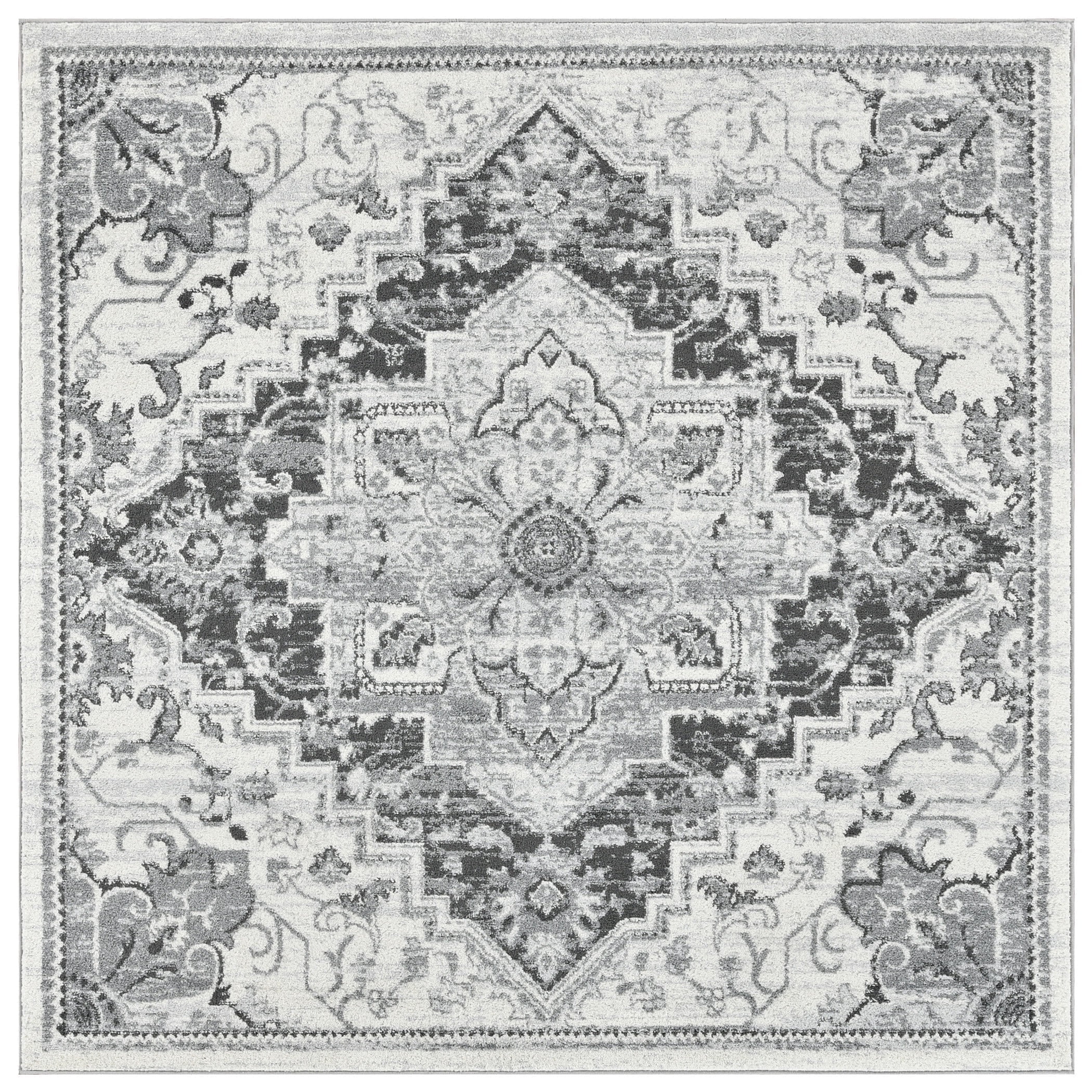 Luxee Designs Alexandria Collection 7x7 Square Medallion Area Rug, Low ...
