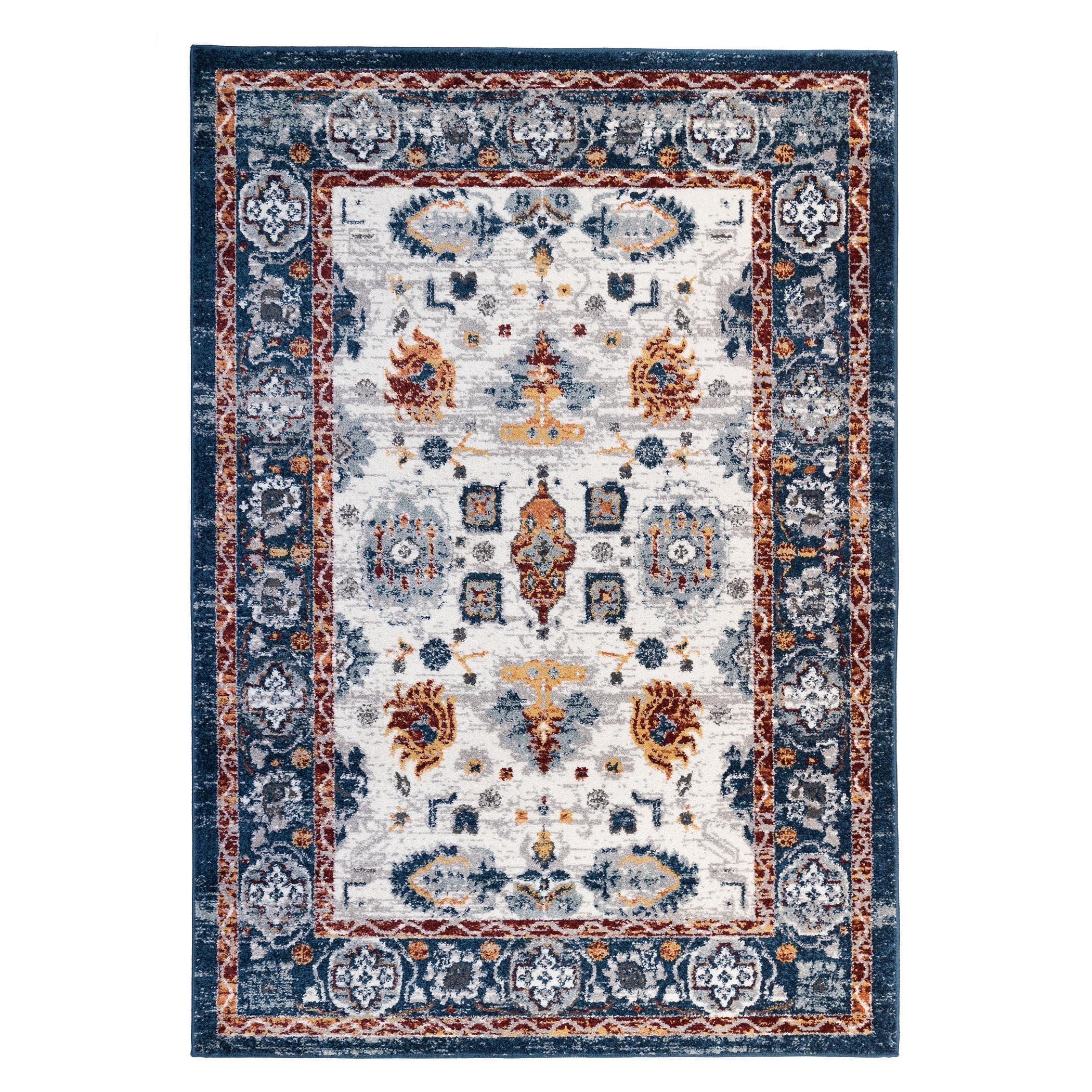 Luxee Designs Alexandria Floral Area Rug 5x7, Low Pile Area Rugs for ...