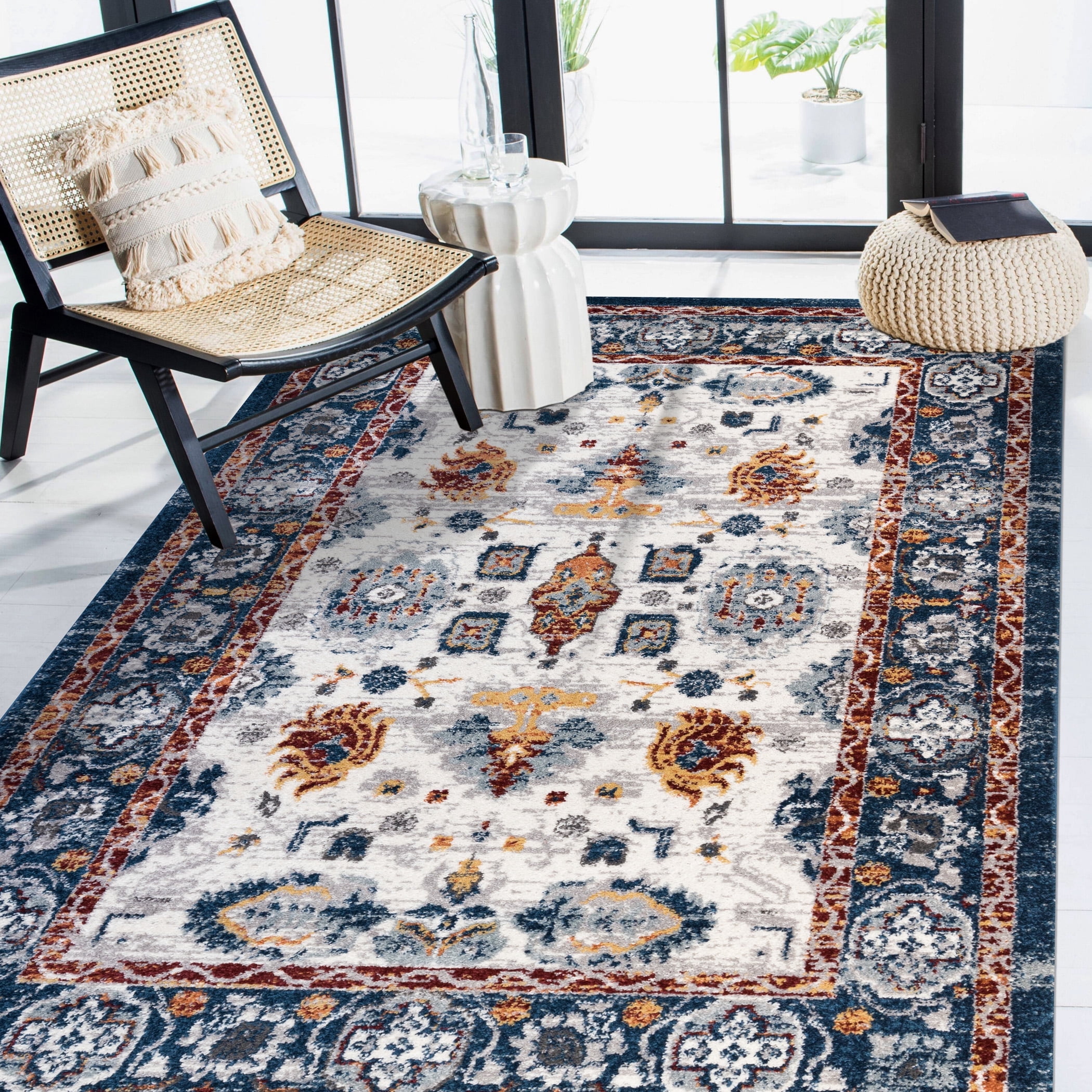 Luxee Designs Alexandria Collection Xyryl Blue Floral Area Rug 8x10 ...