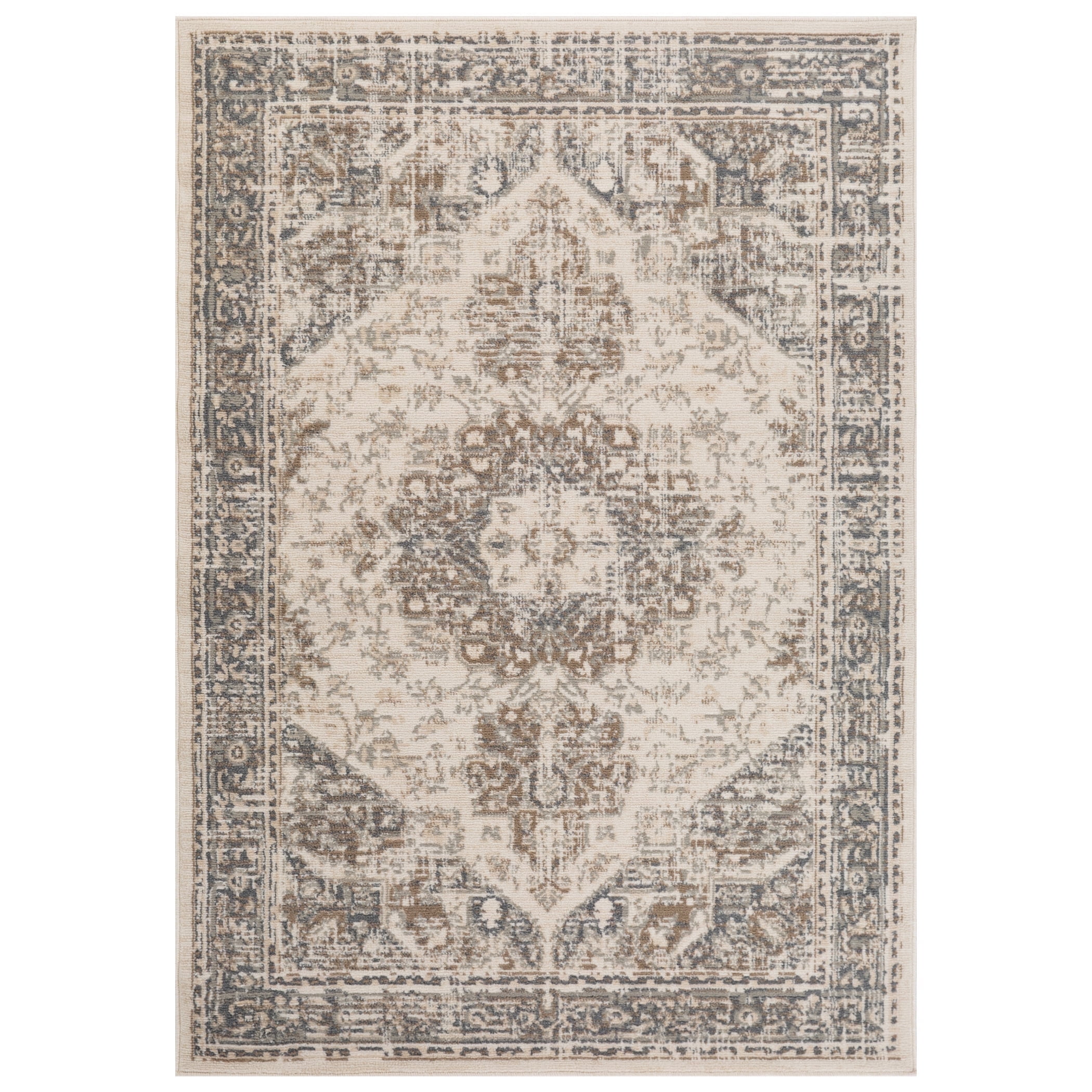 Luxee Designs Alpine 9x12 Area Rug, Low Pile Stain Resistance Medallion ...