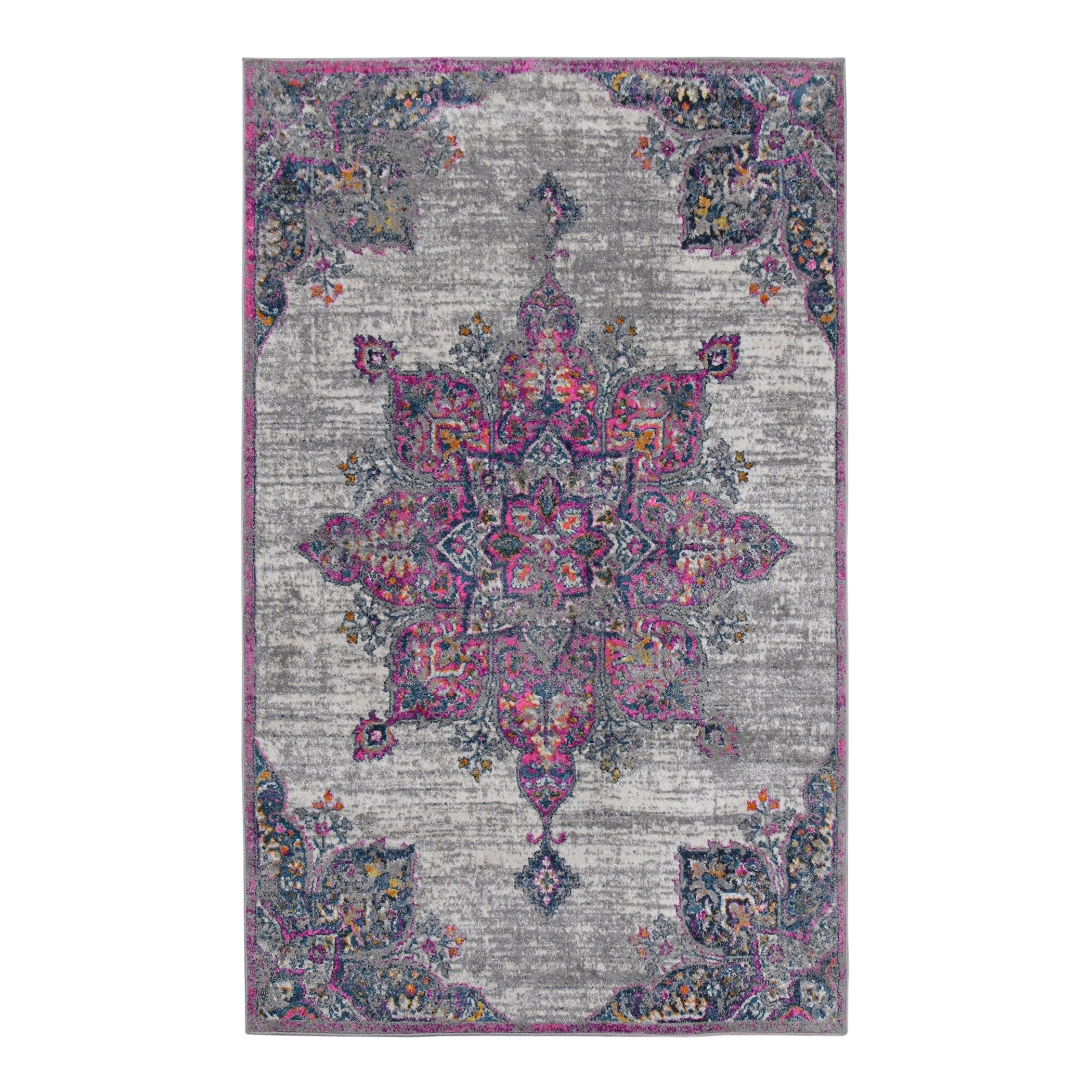 Luxee Designs Montana 2x3 Area Rug, Durable Low - Pile Medallion ...
