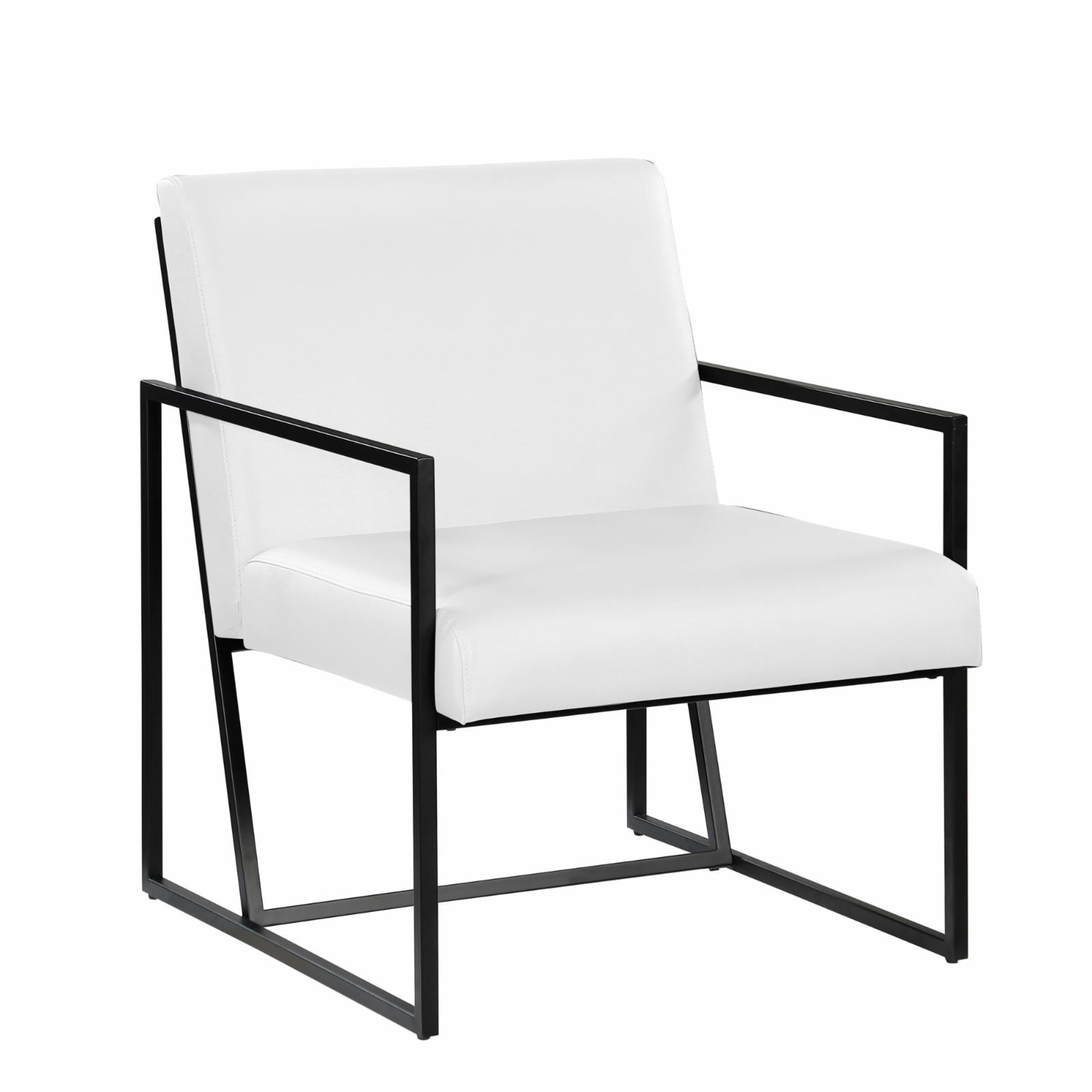 Luxembourg Living Room Modern Accent Arm Chair, White Faux Leather ...