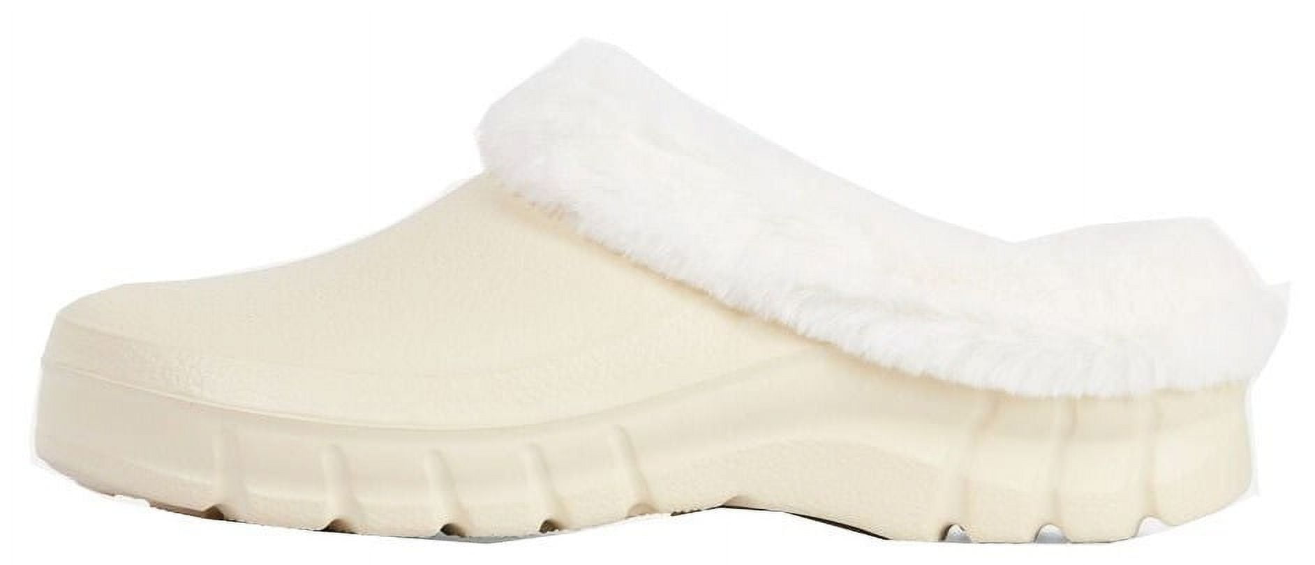 Luxemoda Women's Muffin Fluffy Faux Fur Trim Flat Rubber Mule ...