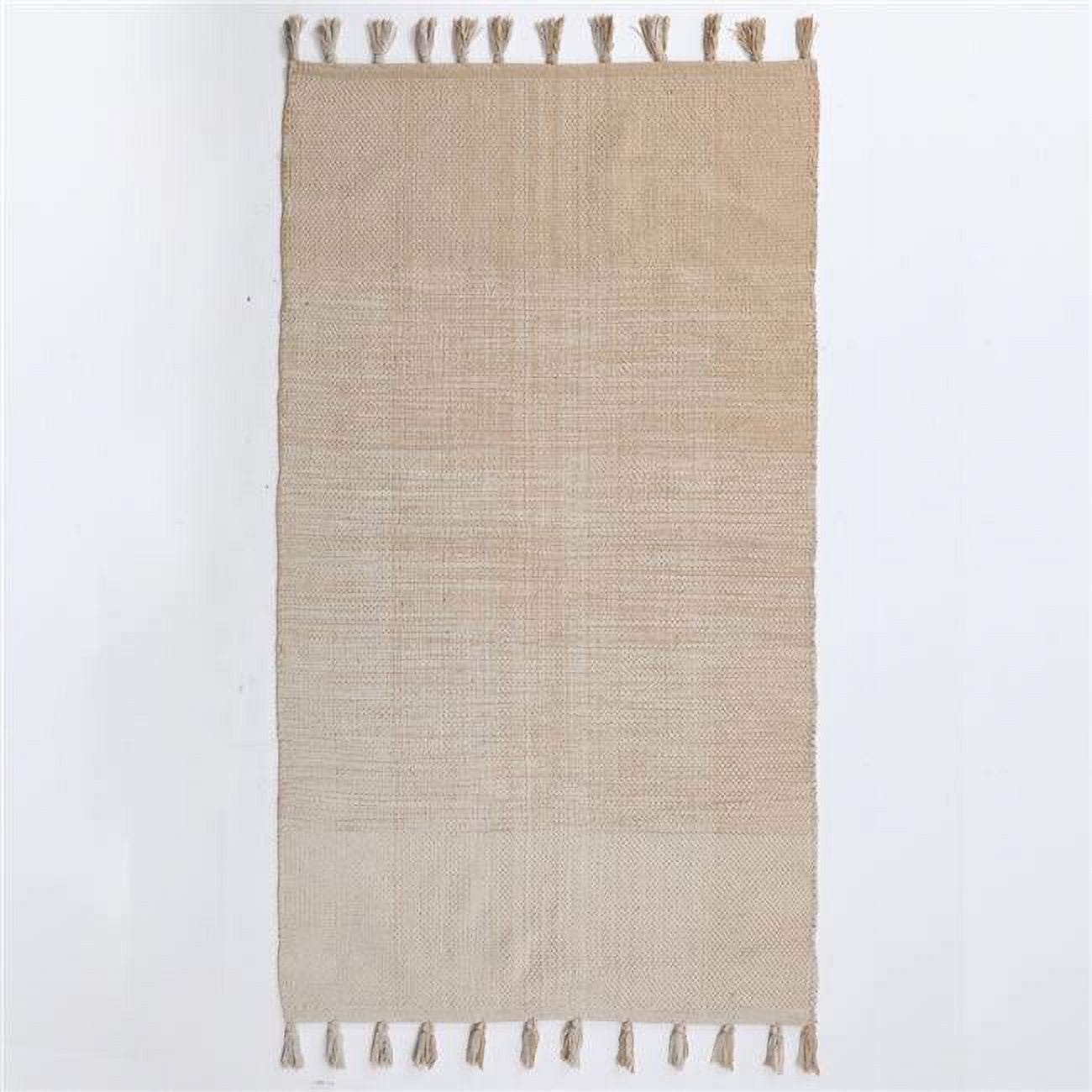 Luxen Home 4'x6' Handloom Yellow Cotton Chenille Rug with Tassels ...