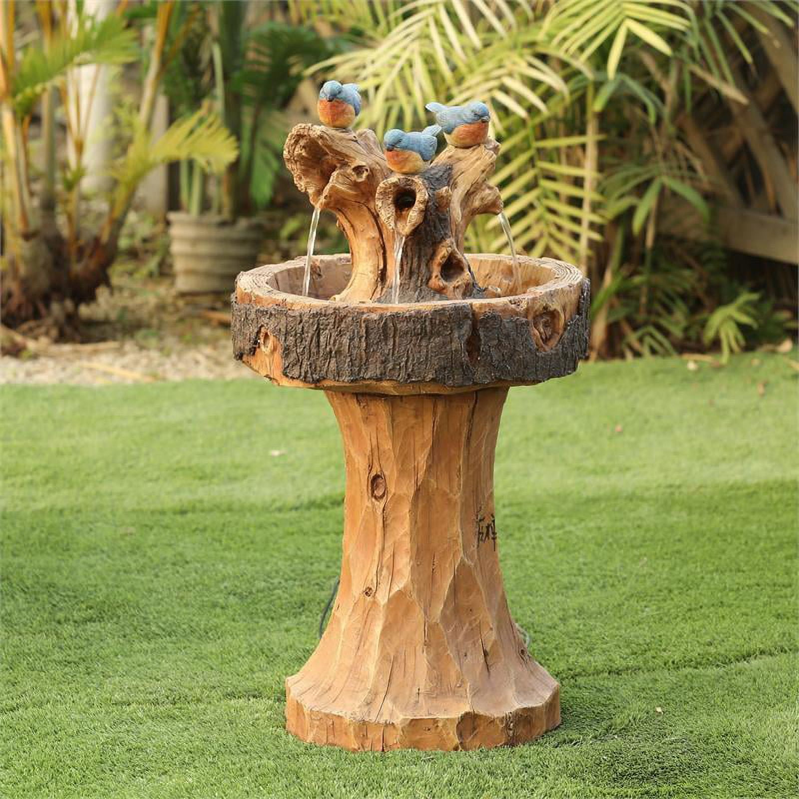 Luxen Home Cement/Resin Blue Birds and Tree Outdoor Fountain - Walmart.com