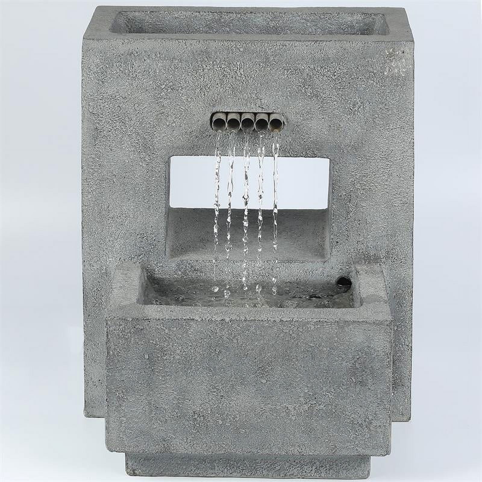 Luxen Home Resin Gray Rectangular Pedestal Patio Fountain - Walmart.com