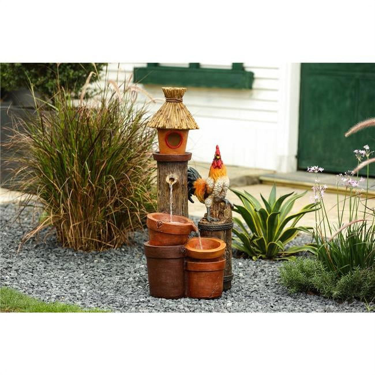Luxen Home Resin Rooster and Post Outdoor Fountain - Walmart.com