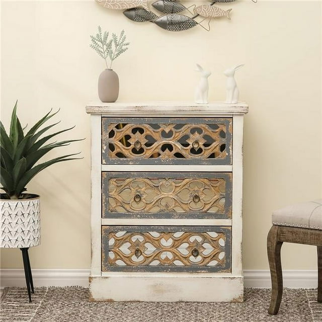 Luxen Home Rustic White and Natural Wood Accent Chest - Walmart.com