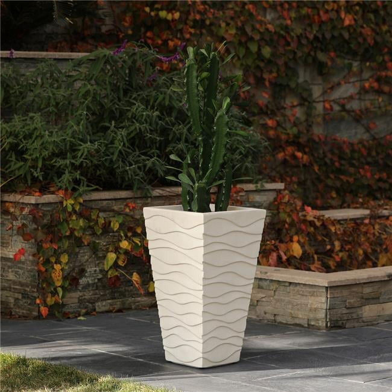 Luxen Home White MgO Wavy Design Tapered Tall Planter - Walmart.com