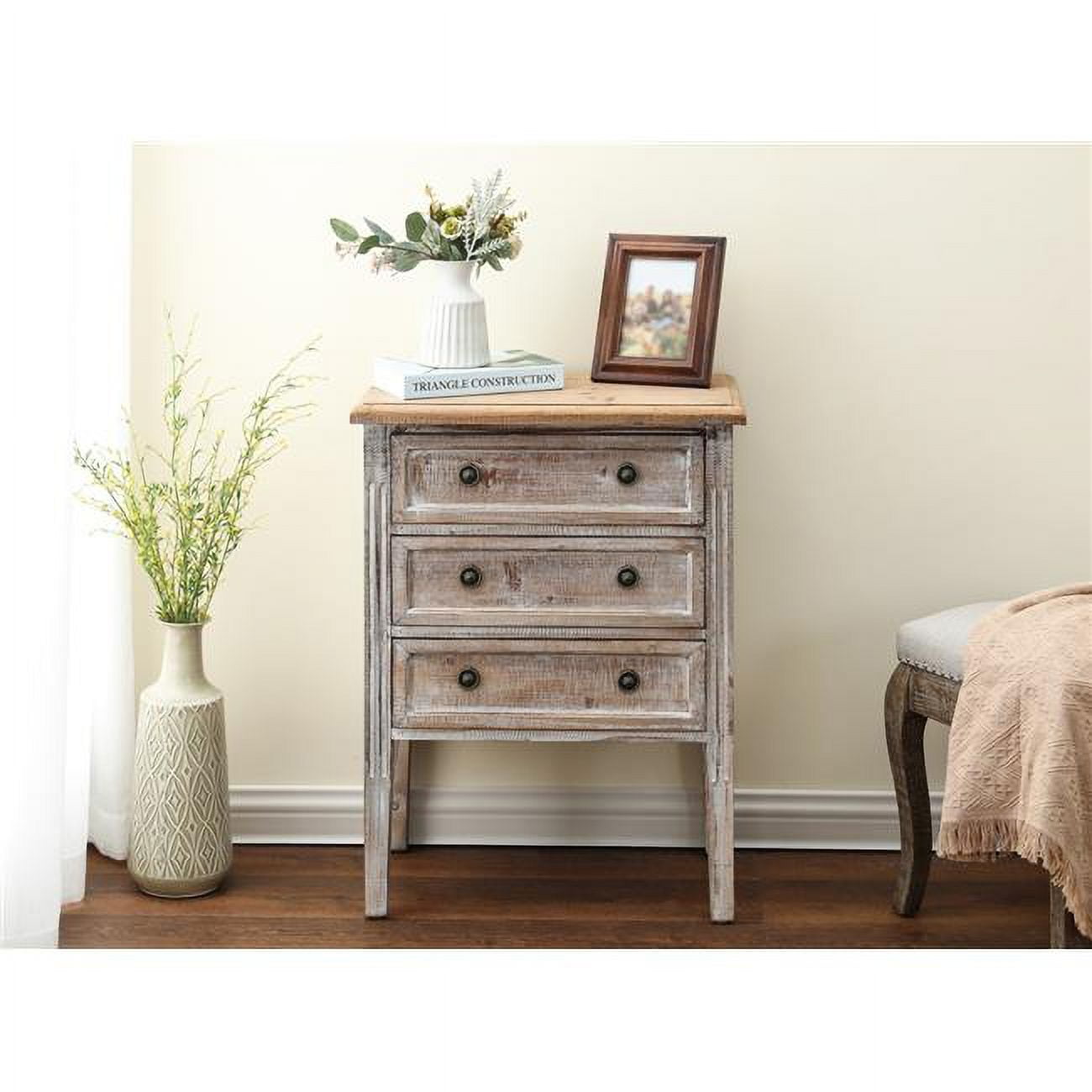 Luxen Home Wood Rustic Three Drawer Accent Chest - Walmart.com