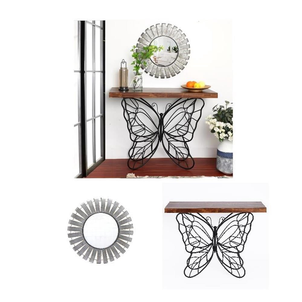 LuxenHome 2-Piece Butterfly Console Table and Accent Wall Mirror Set - Walmart.com