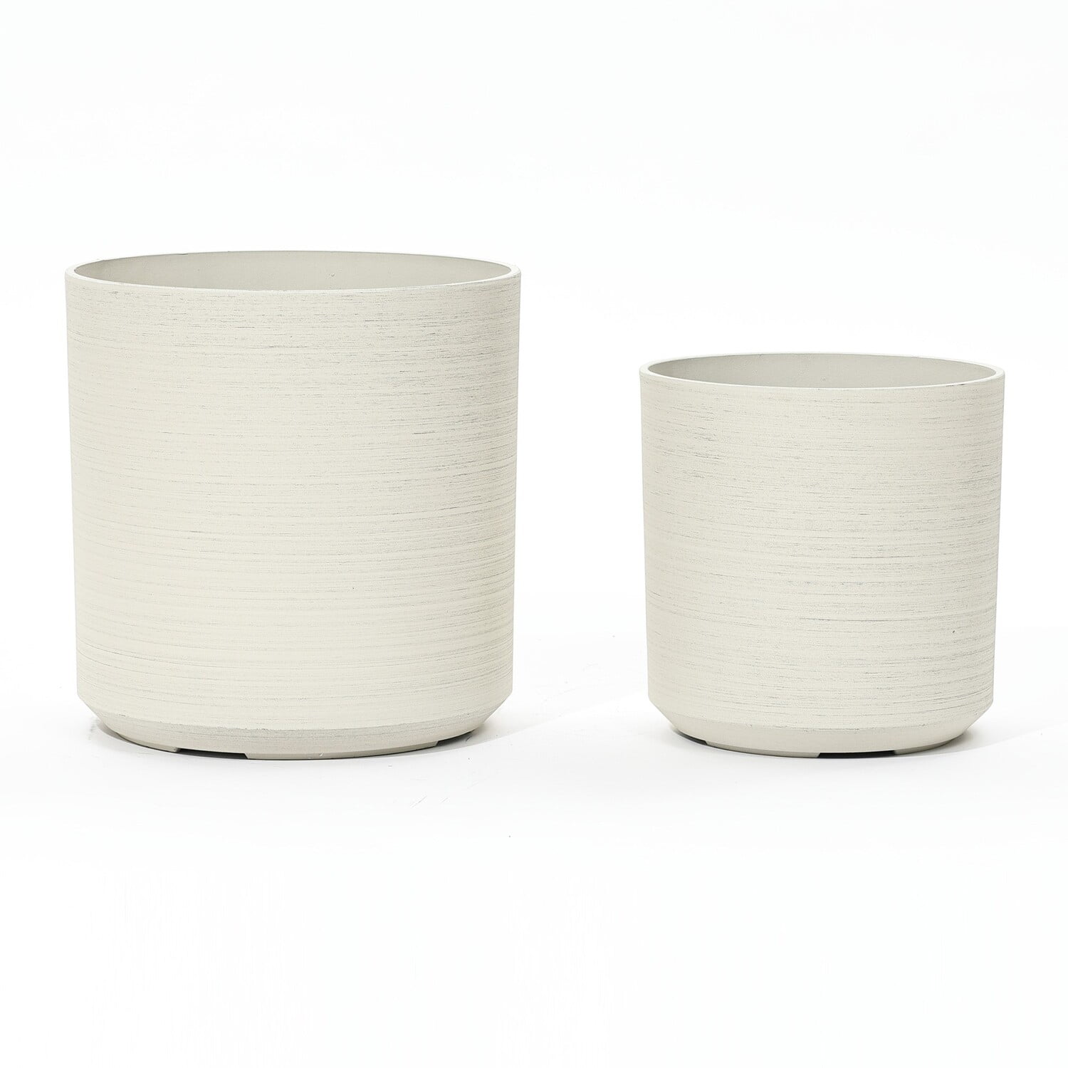 LuxenHome 2-Piece Cortina Cream Round Plastic Planters Set - Walmart ...