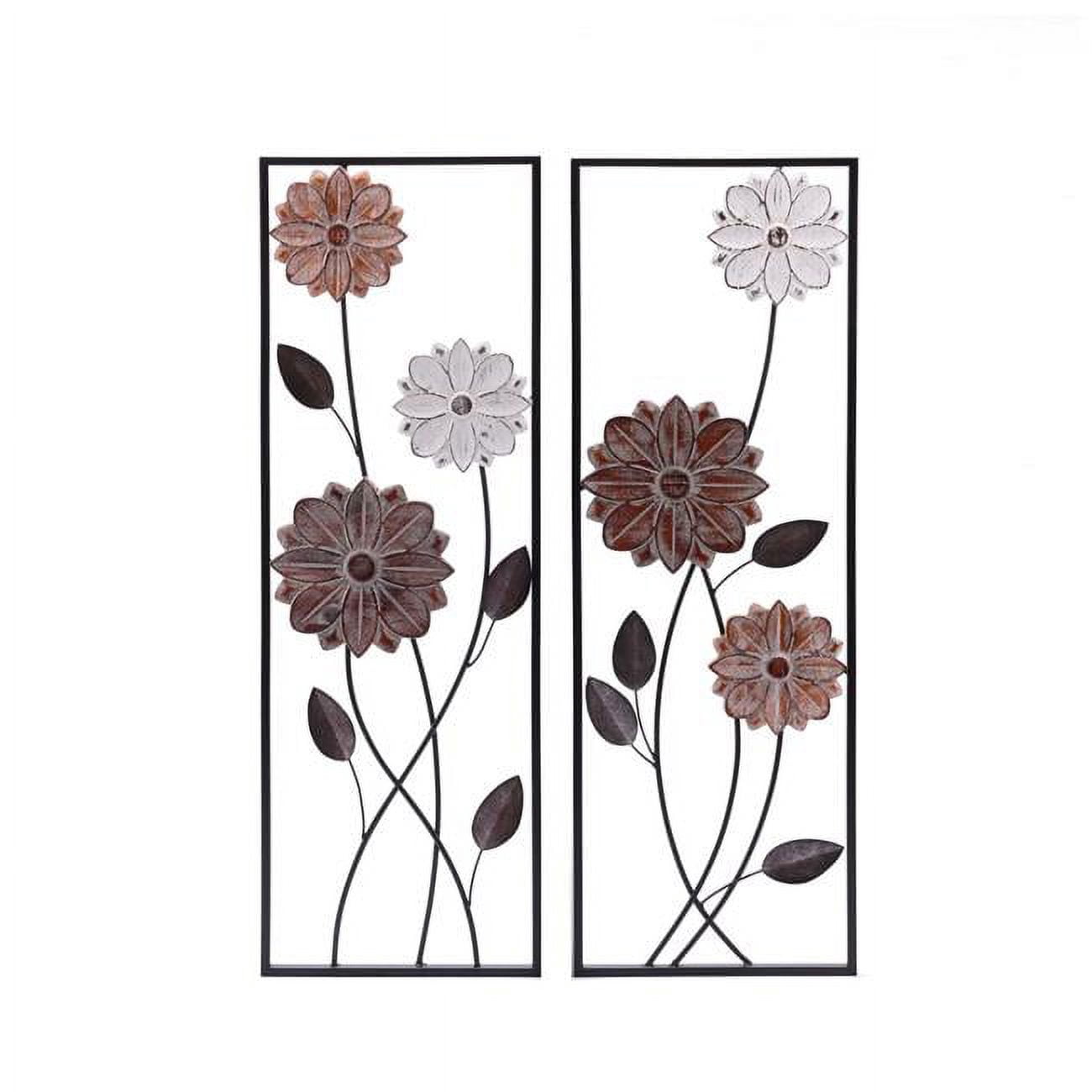 LuxenHome 2-Piece Multi-Color Metal Wildflowers Rectangular Frame Wall ...