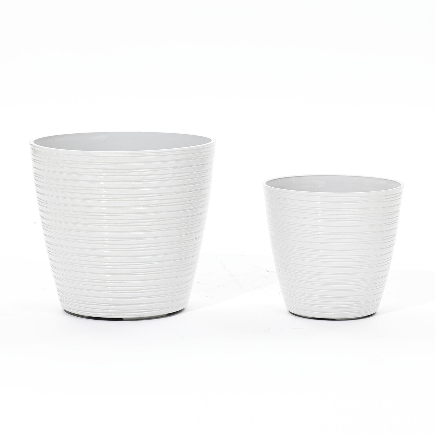 2-Piece Tapered Round Plastic Planters Set, Pearl White - Walmart ...