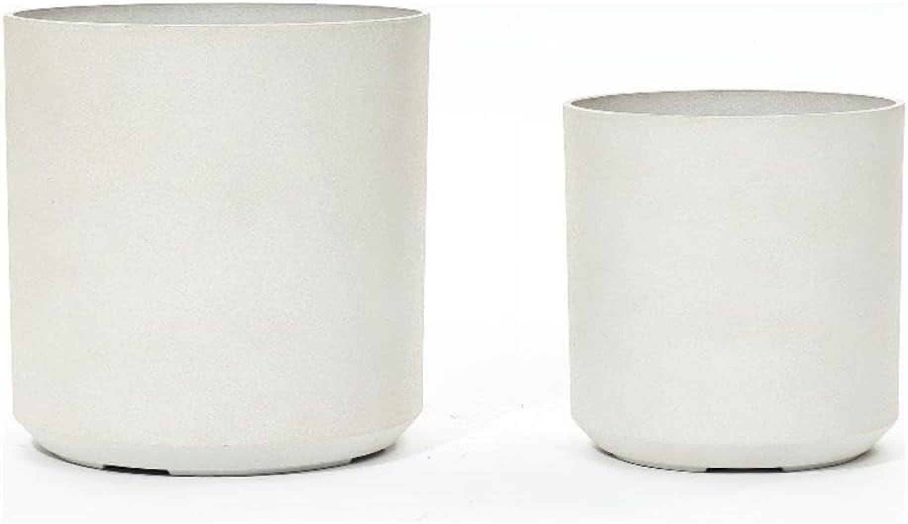 LuxenHome 2-Piece Round Plastic Planters Set,Planters for Indoor and ...