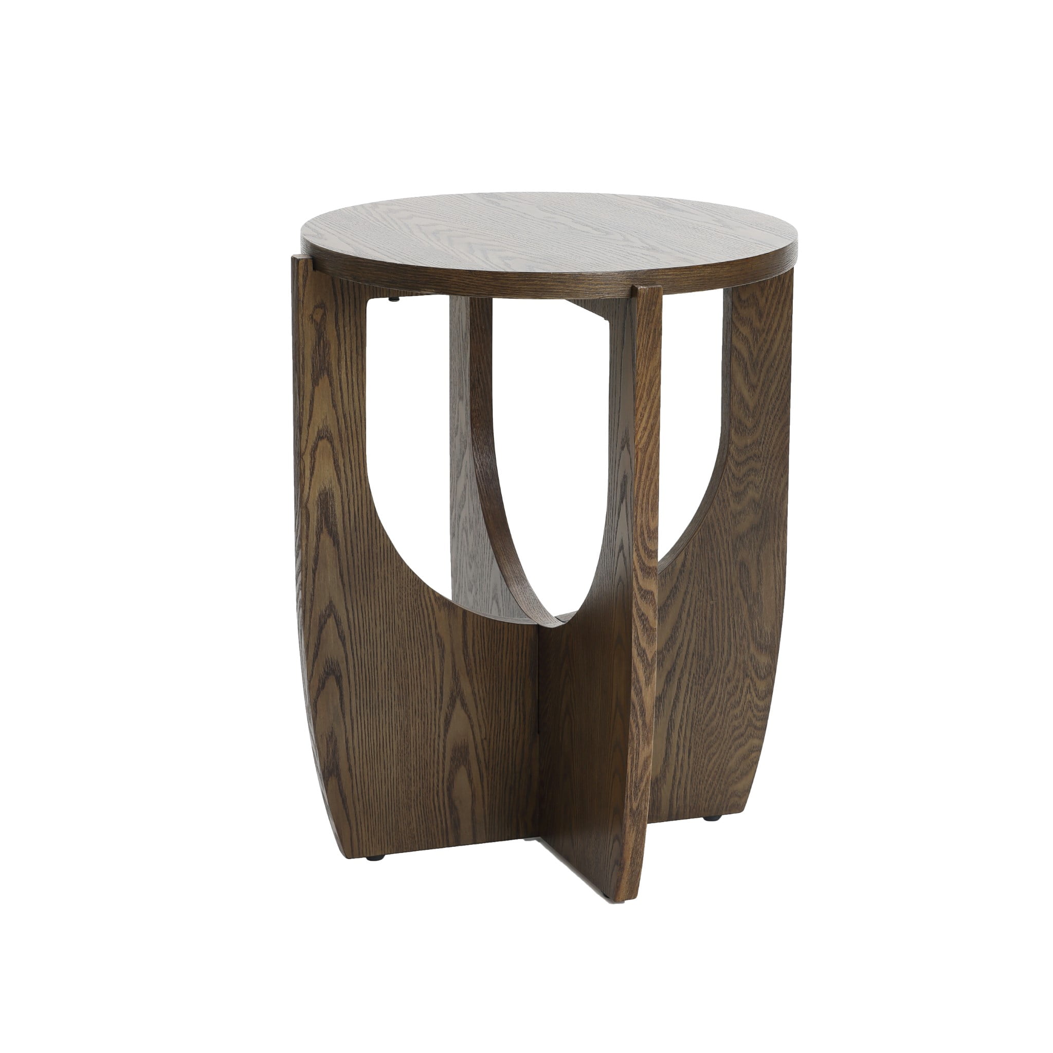 LuxenHome 20-Inch Round Wood Side Table with Walnut Finish - Walmart.com