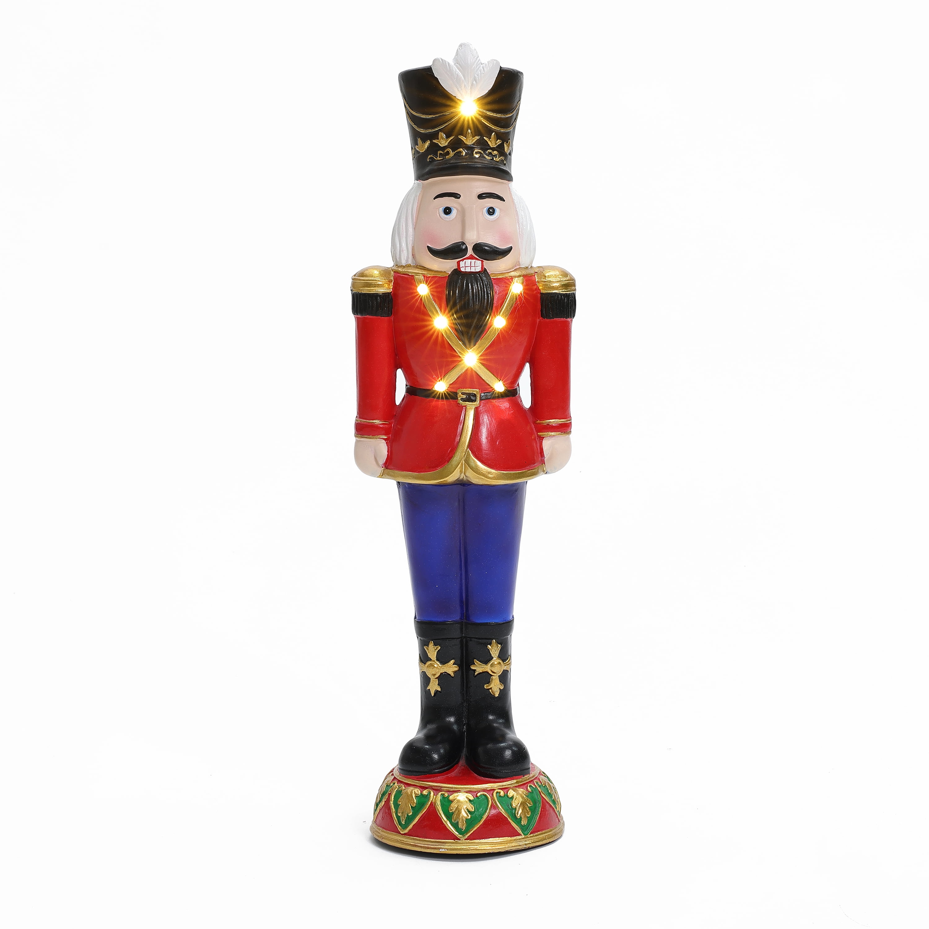 LuxenHome 2Ft Tall Traditional Nutcracker Soldier in Red with Lights ...