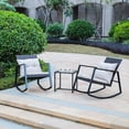 LuxenHome 3-Piece Iron and Wicker Rocker Conversation Patio Set ...