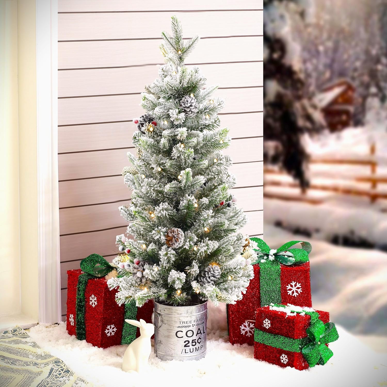 LuxenHome 3 ft Christmas Tree, Prelit Small Christmas Tree with Lights ...