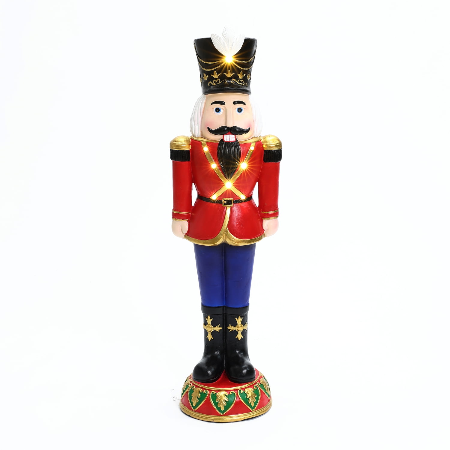 LuxenHome 3Ft Tall Traditional Nutcracker Soldier in Red with Lights ...