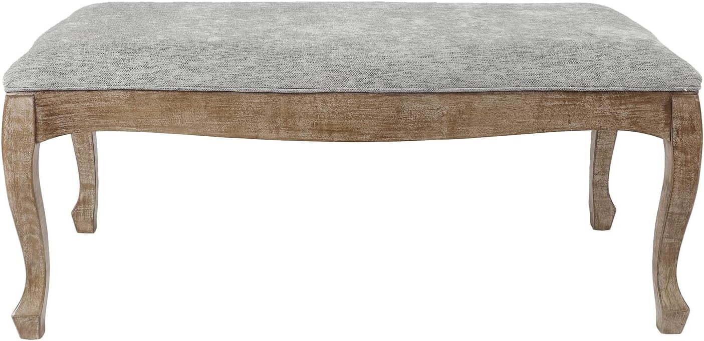 LuxenHome 41 Inch Upholstered Gray Linen Wood Bench, Footrest Bench for ...
