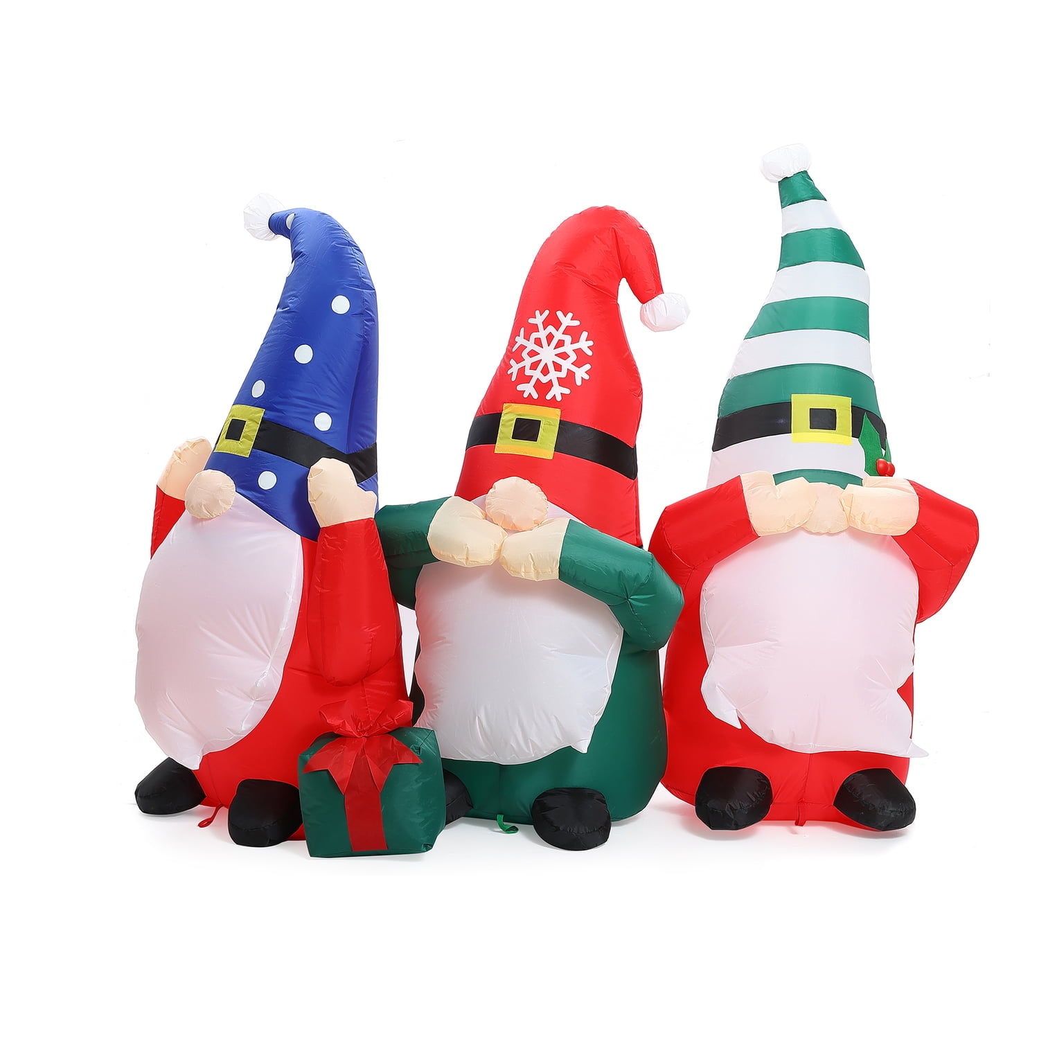 LuxenHome Large Christmas Yard Decoration - 6Ft Gnome Elf Trio ...